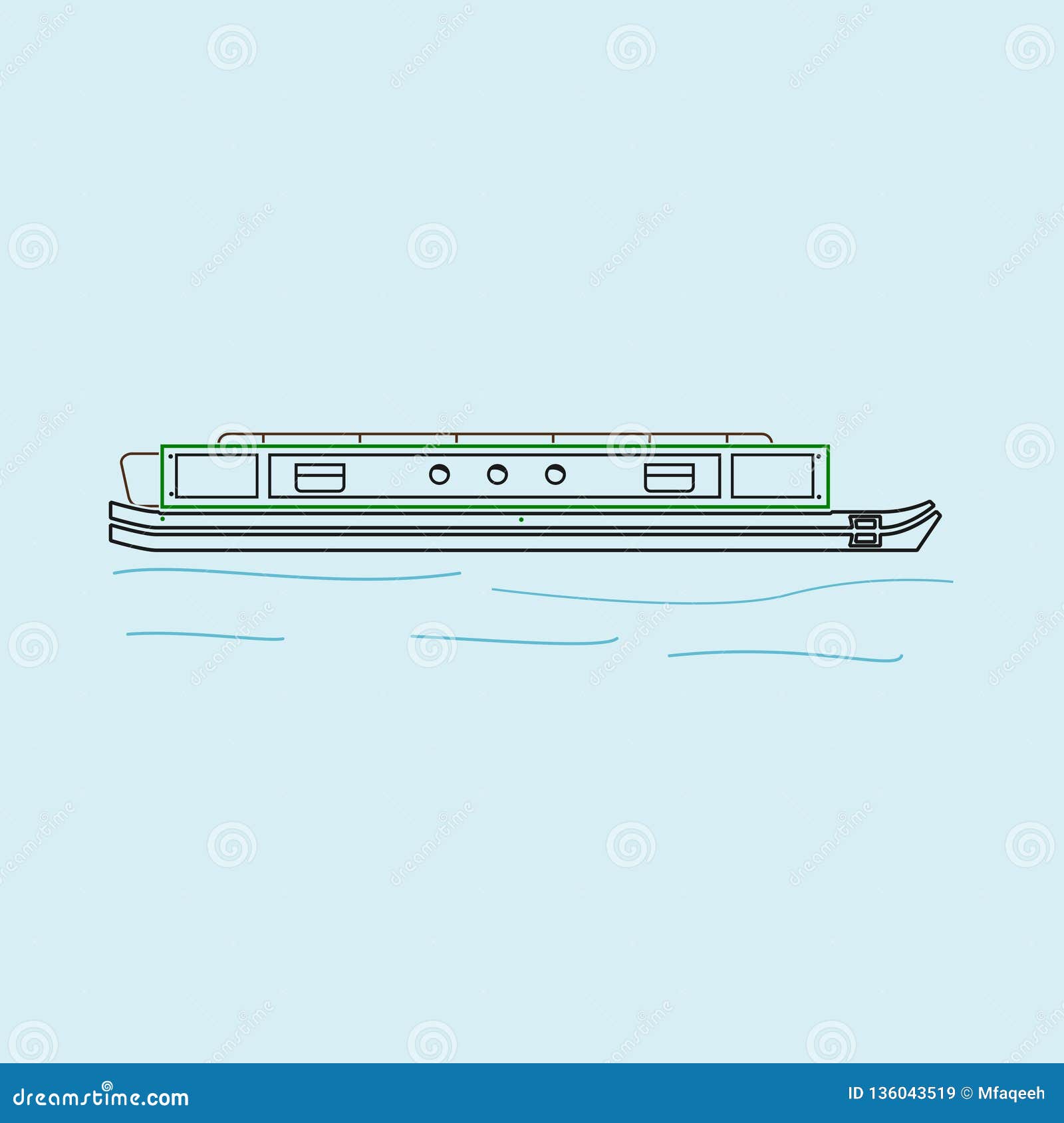 Narrow Boat Coloring Page For Kids. Narrow Boat Cartoon Vector ...