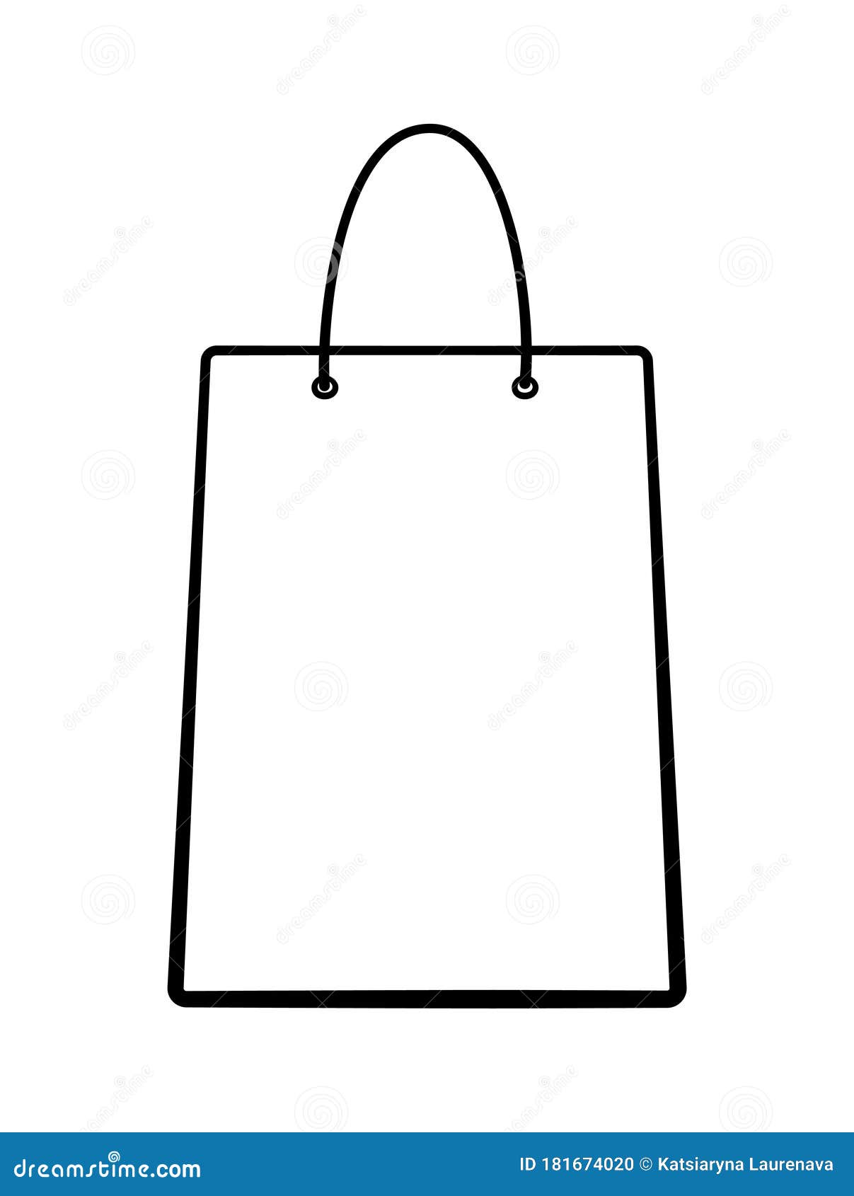 Outline Style Paper Bag Isolated Illustration on White Background Stock ...