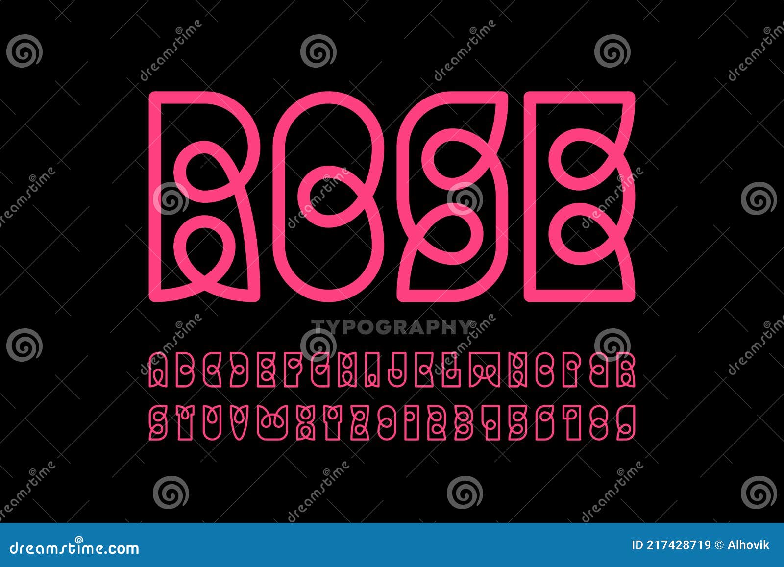 Outline Style Rose Font Design Stock Vector - Illustration of nature ...