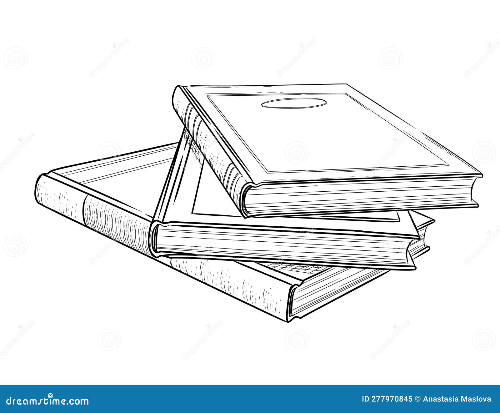 Outline Style Stack of Books with Hardcover Vector Illustration ...