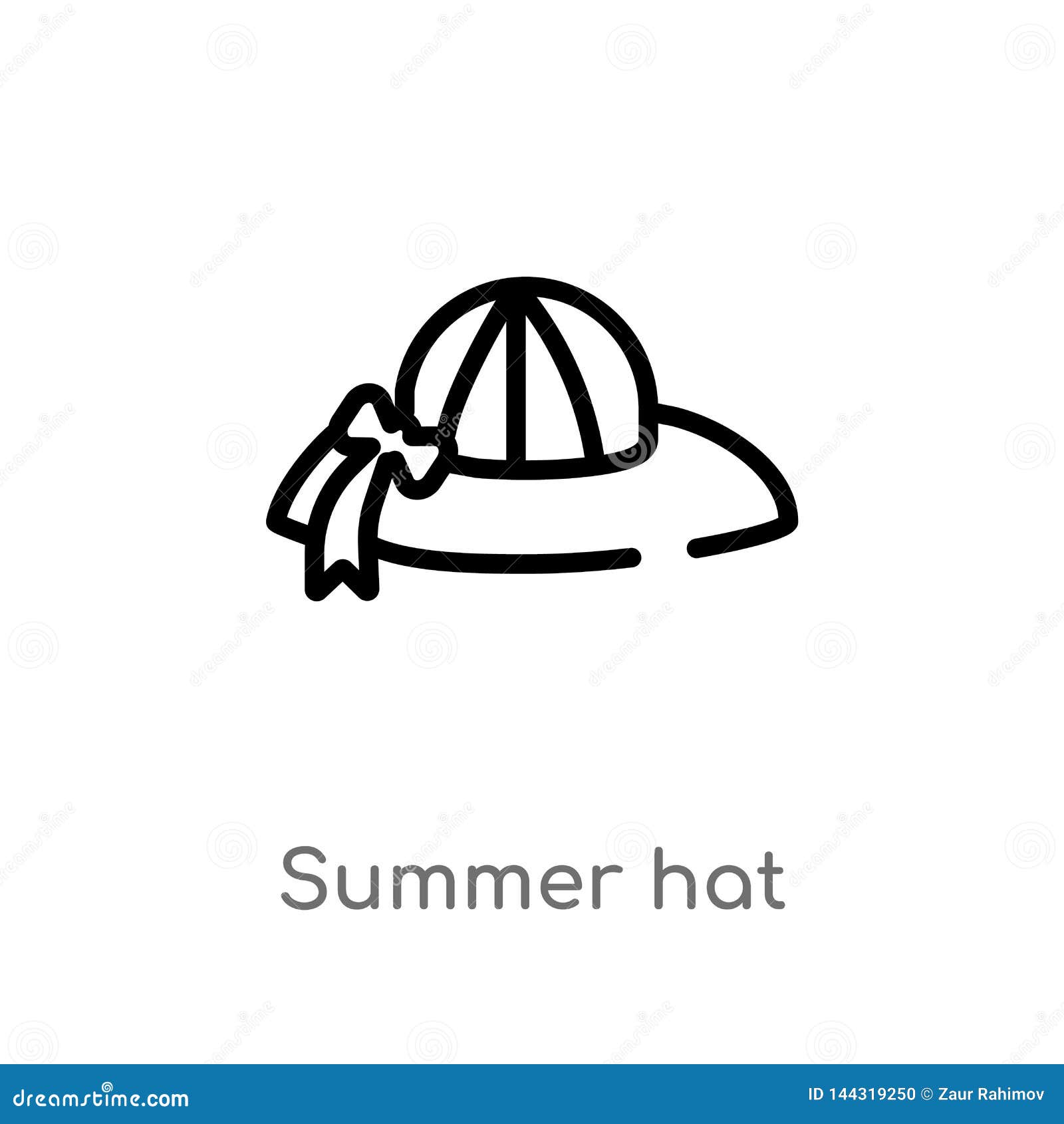 Outline Summer Hat Vector Icon. Isolated Black Simple Line Element ...