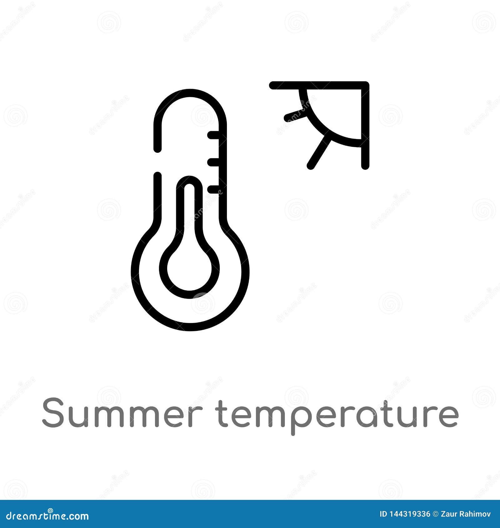 Outline Summer Temperature Vector Icon. Isolated Black Simple Line ...
