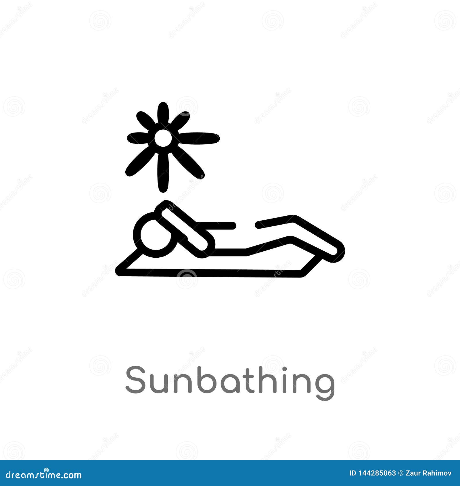 Outline Sunbathing Vector Icon. Isolated Black Simple Line Element Illustration from Holidays ...