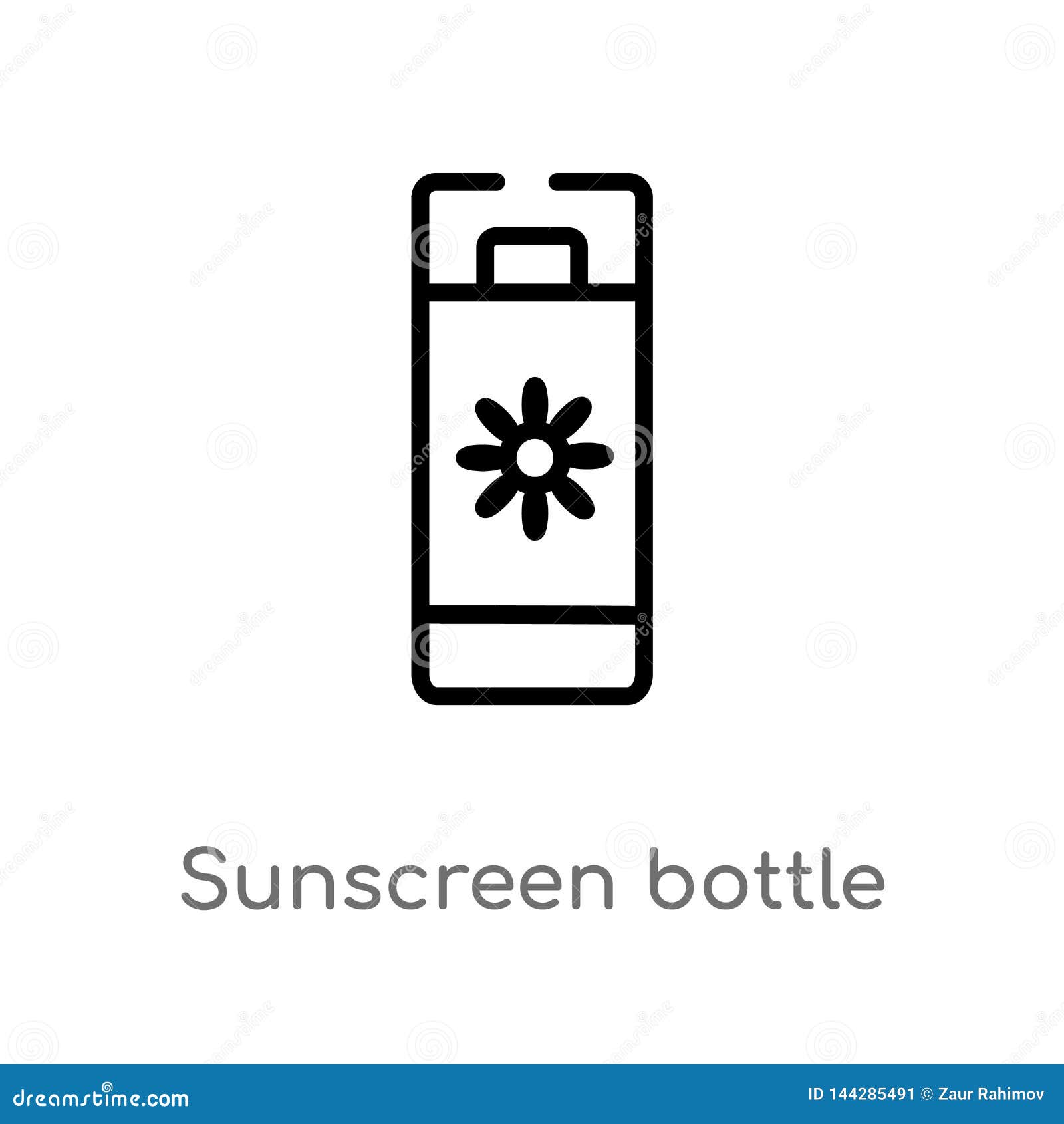 Outline Sunscreen Bottle Vector Icon. Isolated Black Simple Line ...