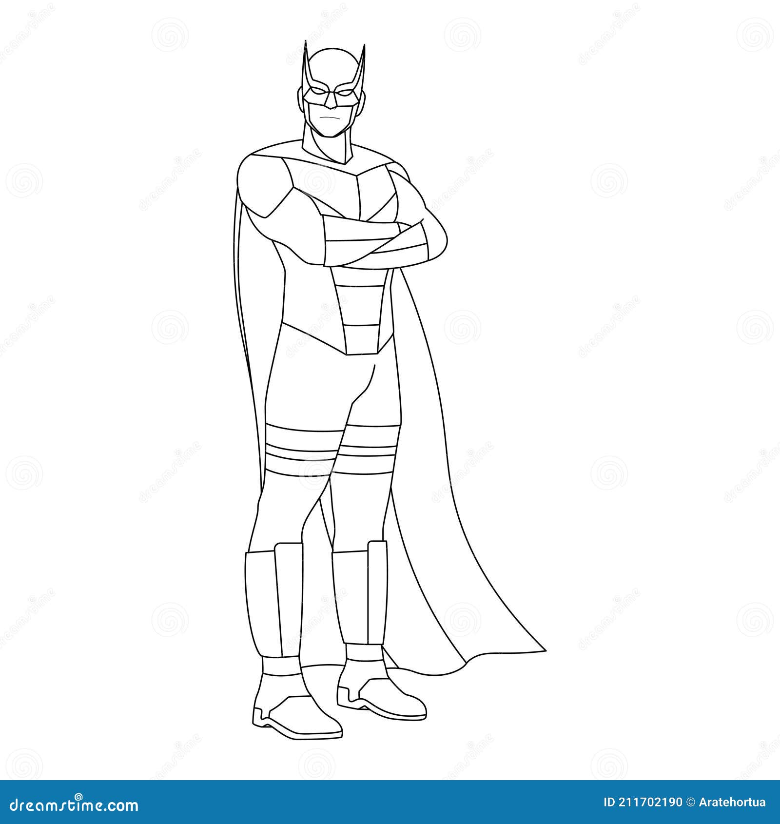 Outline of a Superhero Cartoon Stock Vector - Illustration of vintage ...