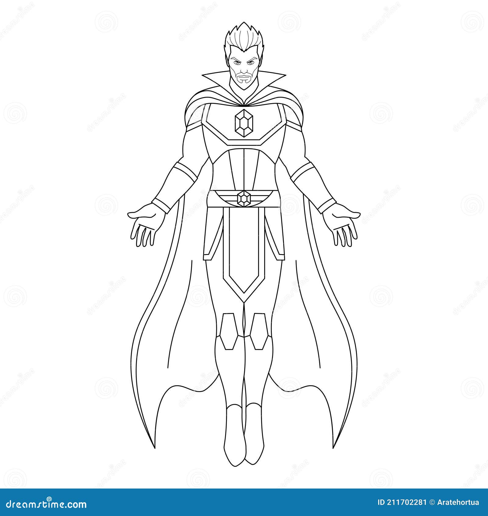 Outline of a Superhero Cartoon Stock Vector - Illustration of hero ...