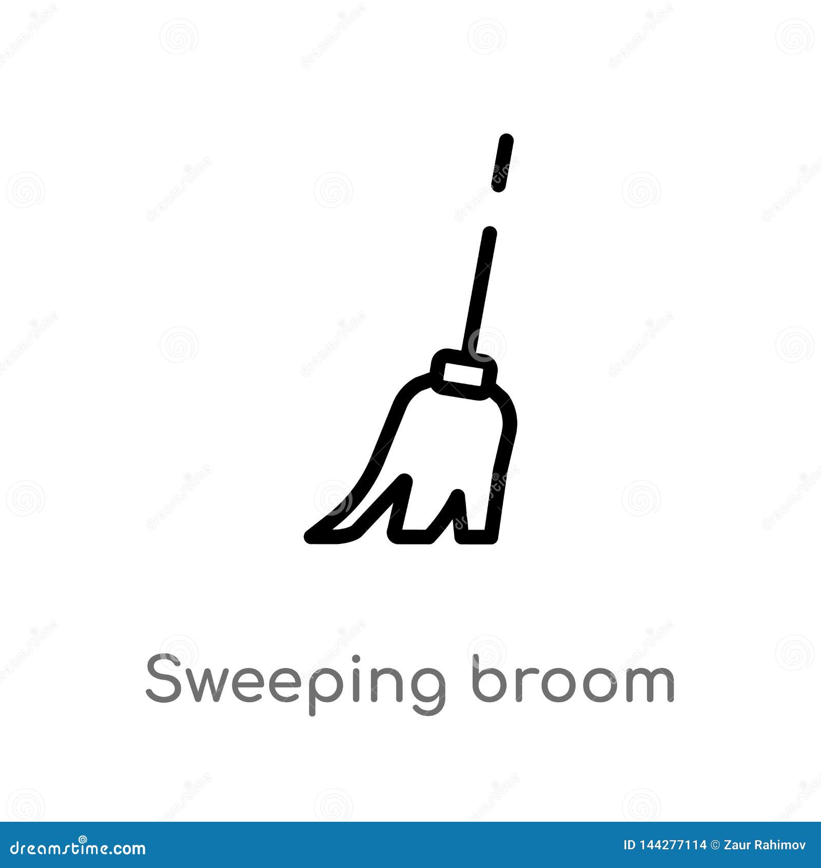 Outline Sweeping Broom Vector Icon. Isolated Black Simple Line Element ...