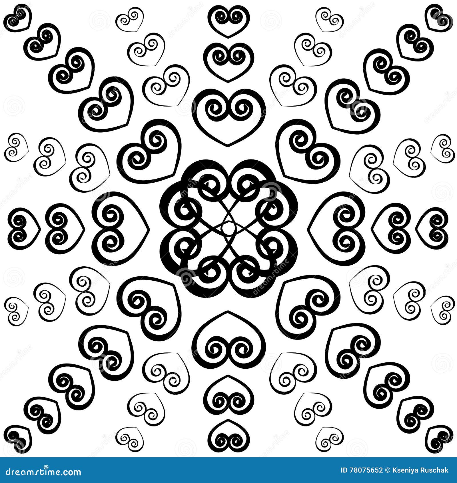 Outline Swirly Hearts. Seamless Valentine Pattern. Stock Vector ...