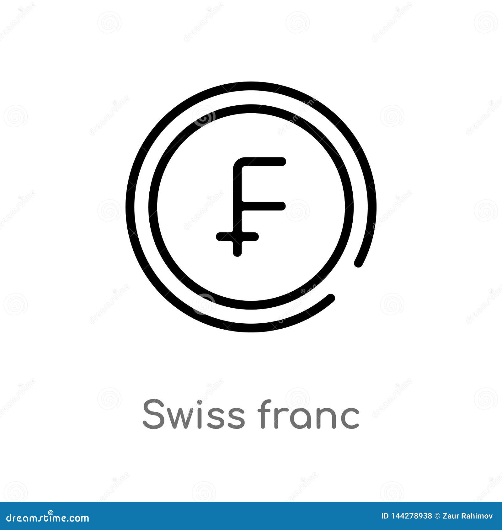Outline Swiss Franc Vector Icon. Isolated Black Simple Line Element ...