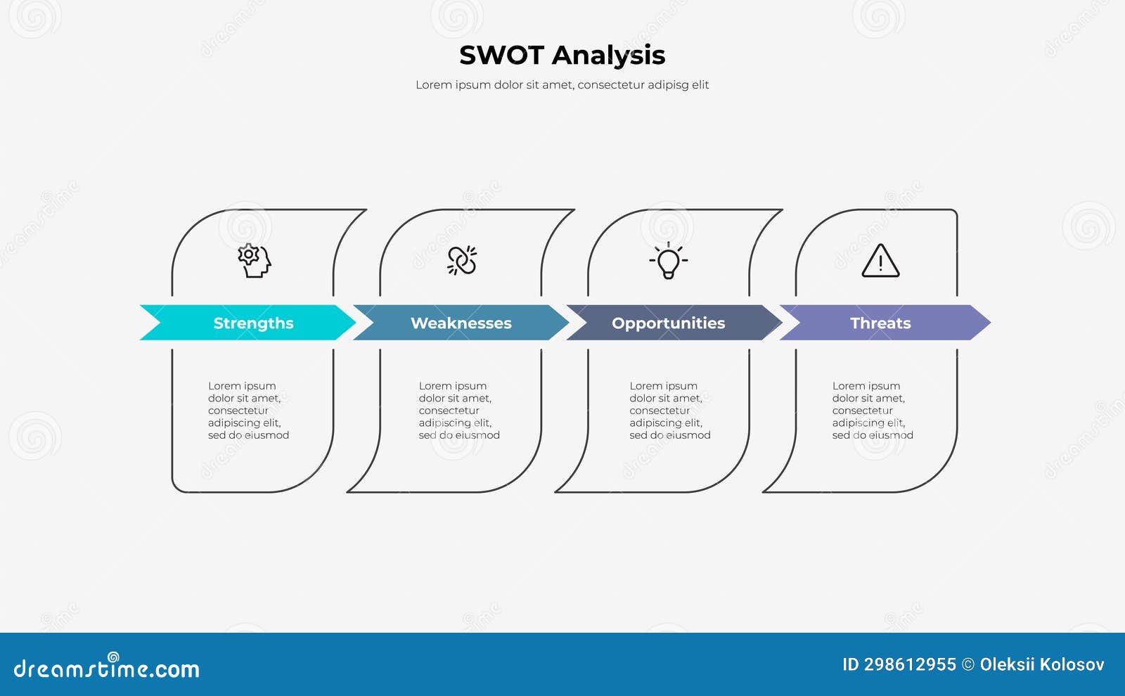 Outline SWOT Diagram with 4 Options. Infographic Design Template with ...
