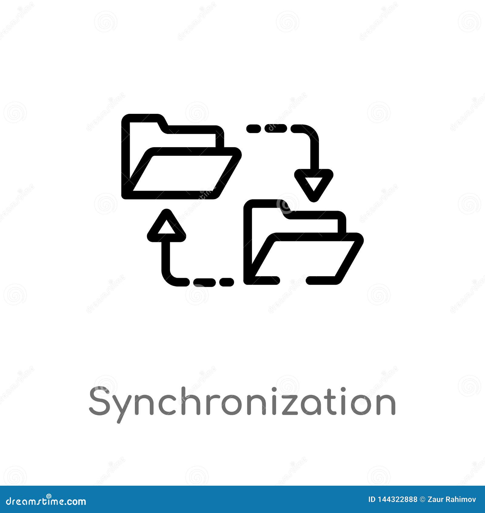 Outline Synchronization Vector Icon Isolated Black Simple Line Element