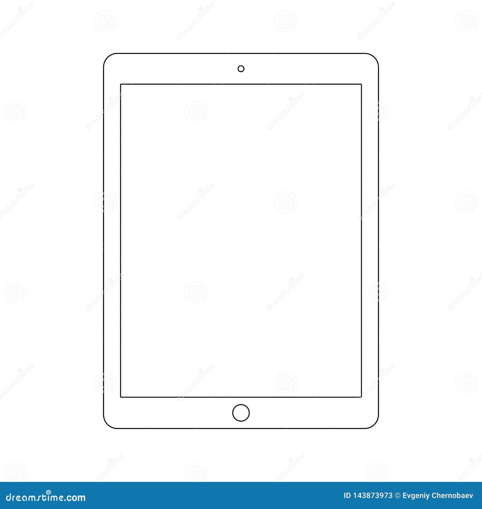 Outline Tablet with Camera and Button. Tablet Outline with Empty Screen ...