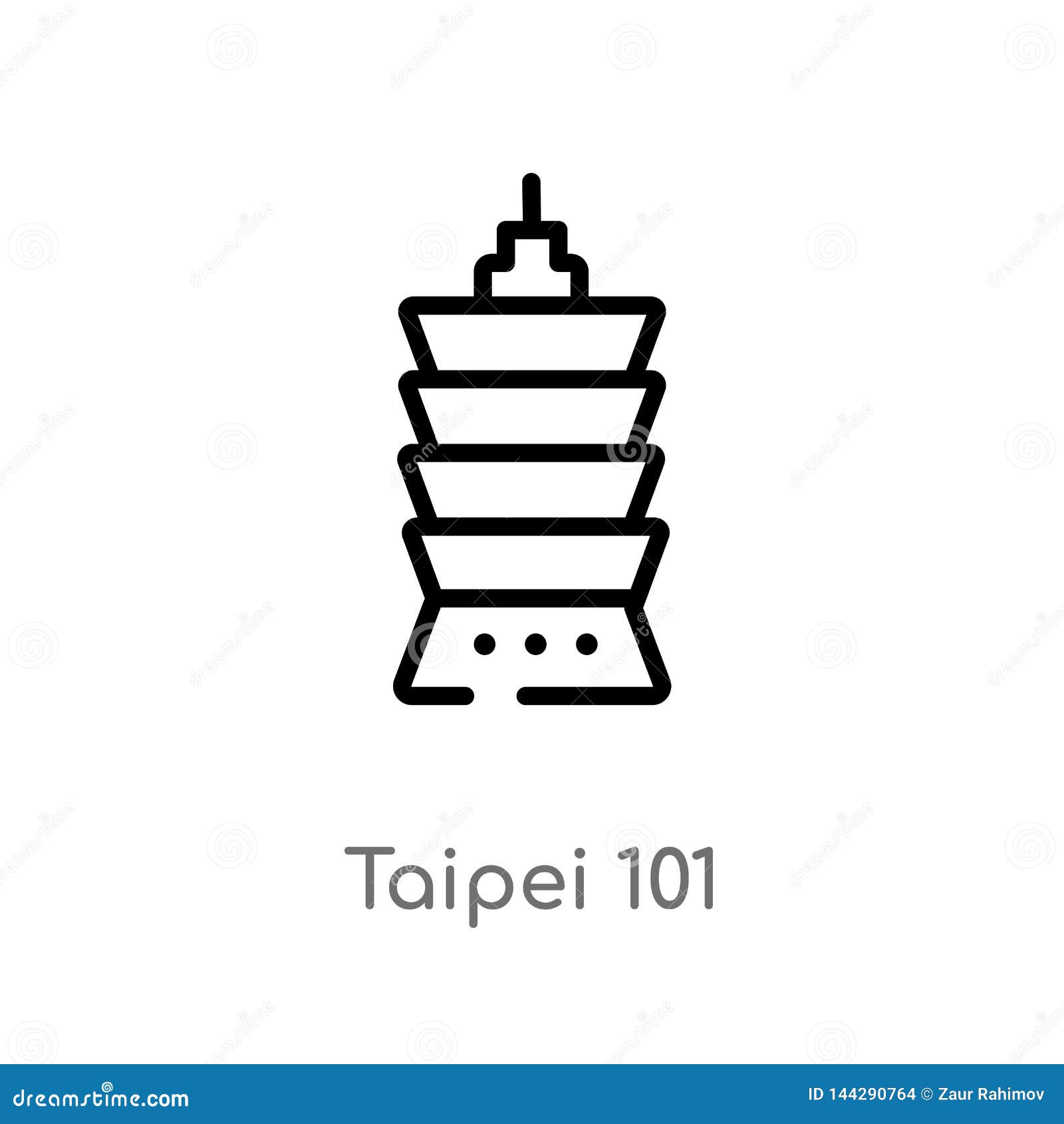 Outline Taipei 101 Vector Icon. Isolated Black Simple Line Element ...