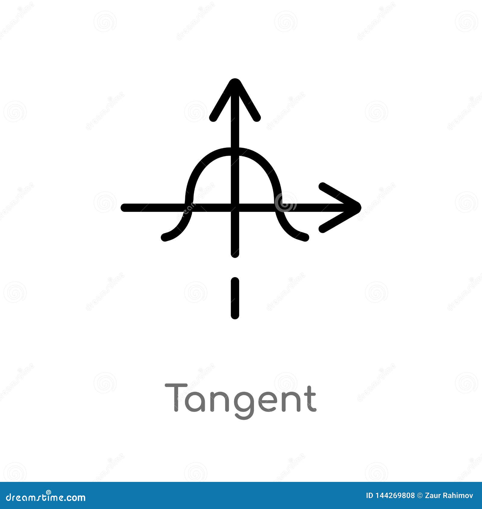 Outline Tangent Vector Icon. Isolated Black Simple Line Element ...