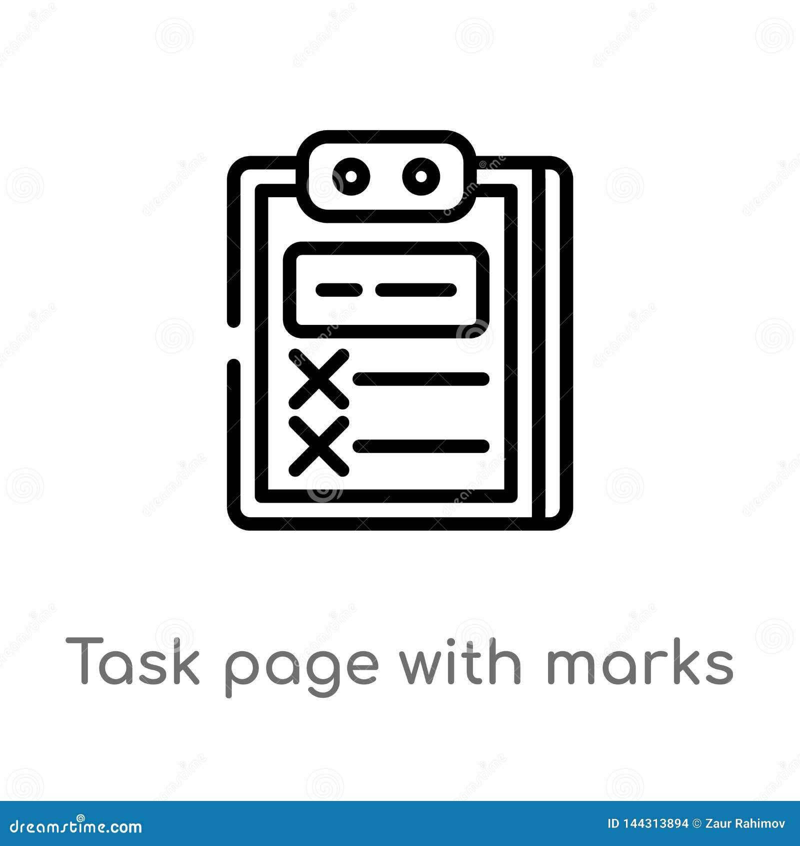 Outline Task Page with Marks Vector Icon. Isolated Black Simple Line ...
