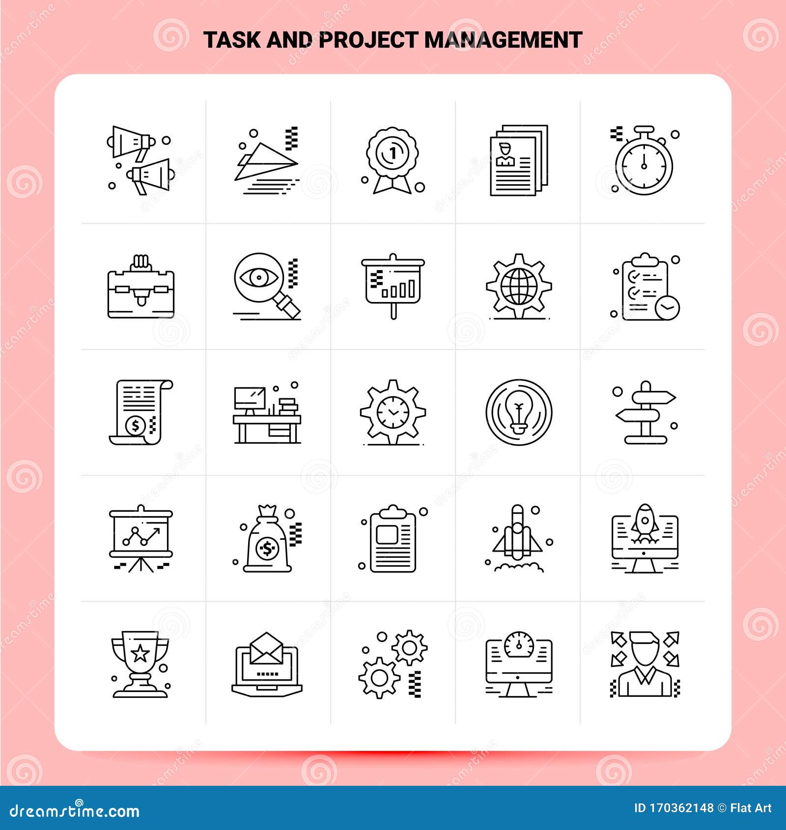 OutLine 25 Task and Project Management Icon Set. Vector Line Style ...
