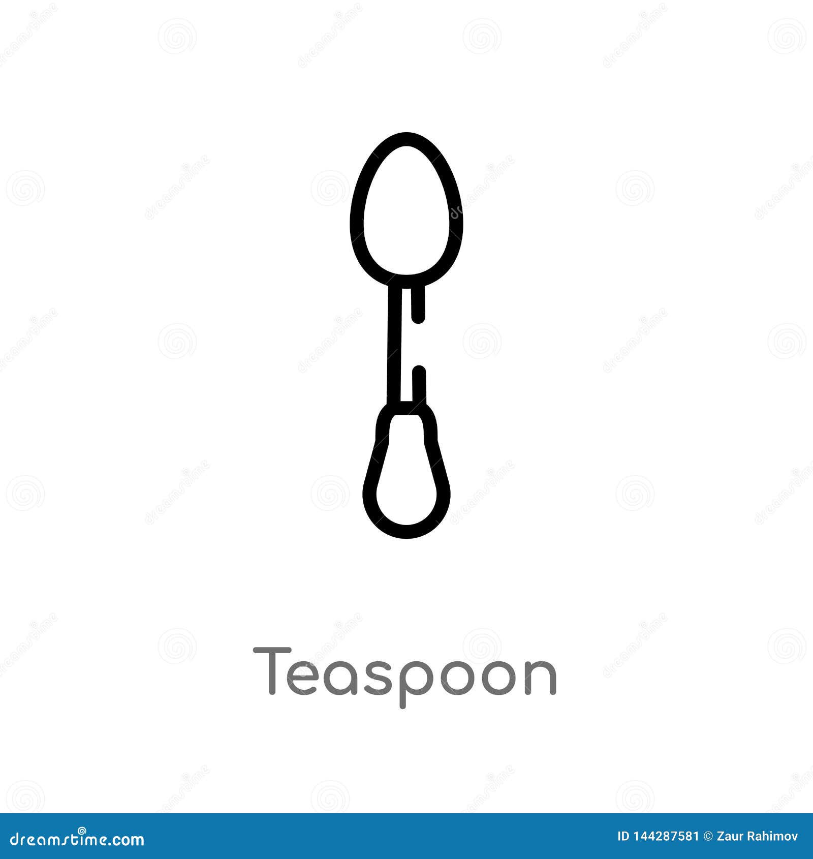 Outline Teaspoon Vector Icon. Isolated Black Simple Line Element ...