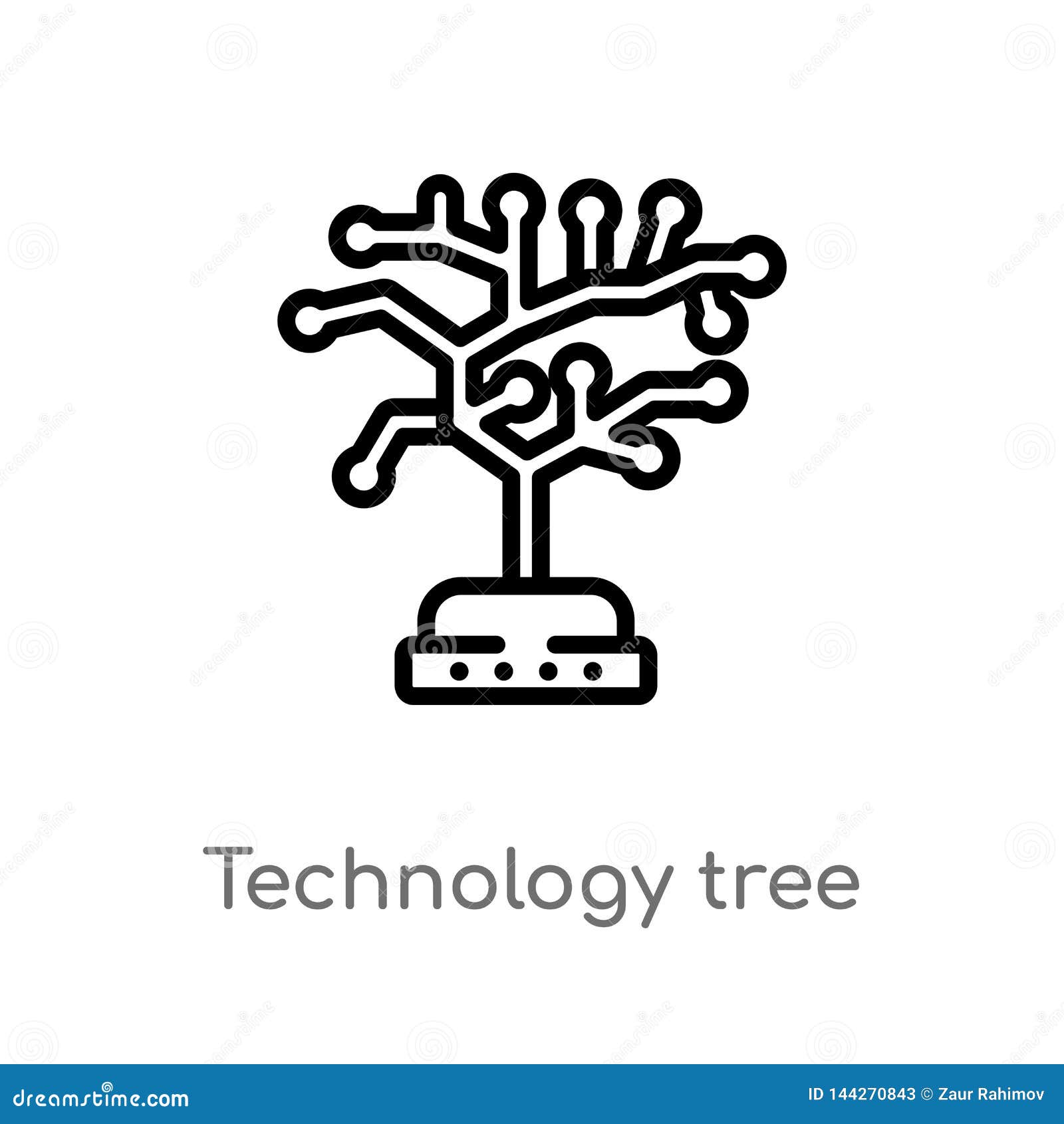 Outline Technology Tree Vector Icon. Isolated Black Simple Line Element ...