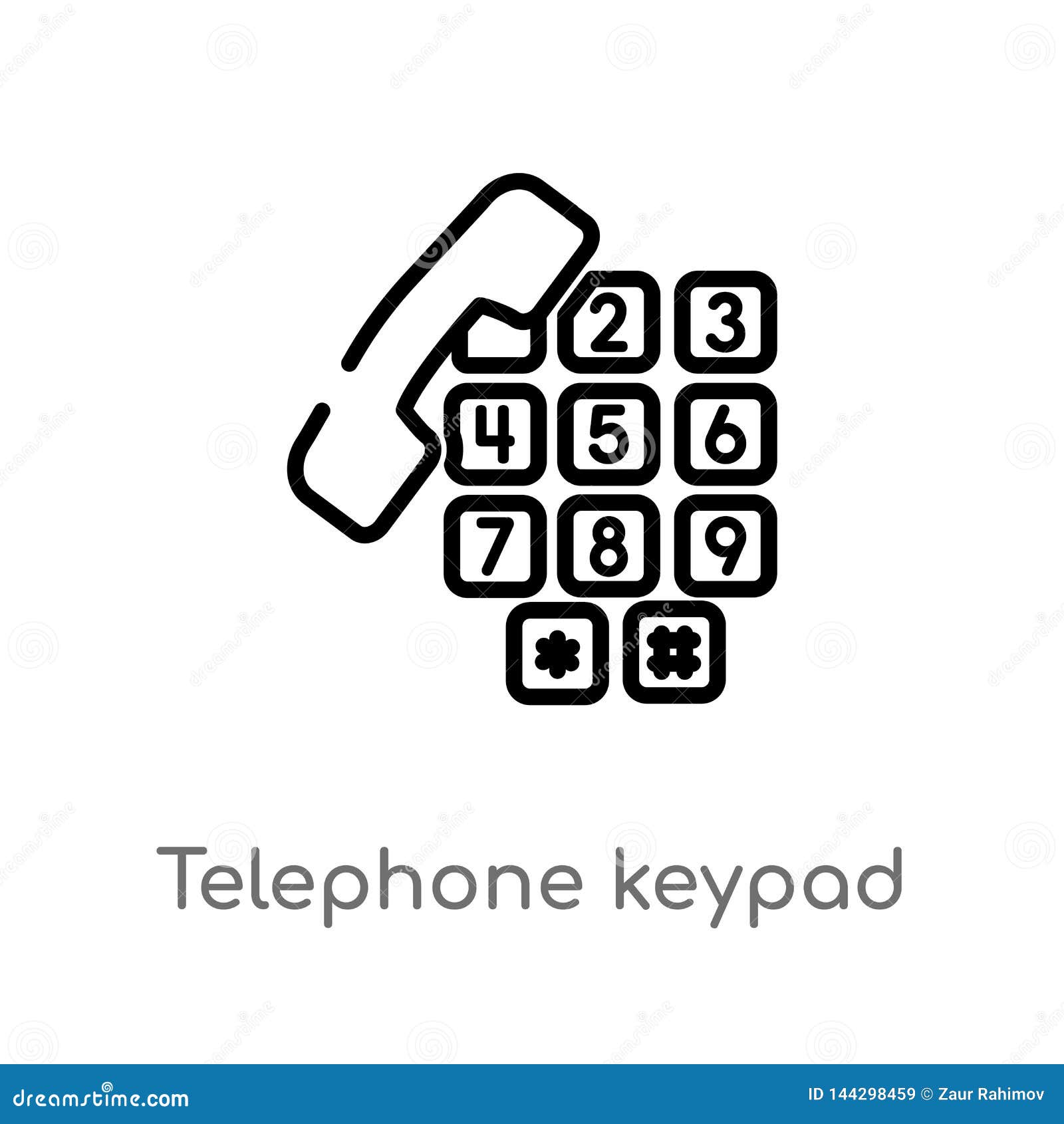 Outline Telephone Keypad Vector Icon. Isolated Black Simple Line ...