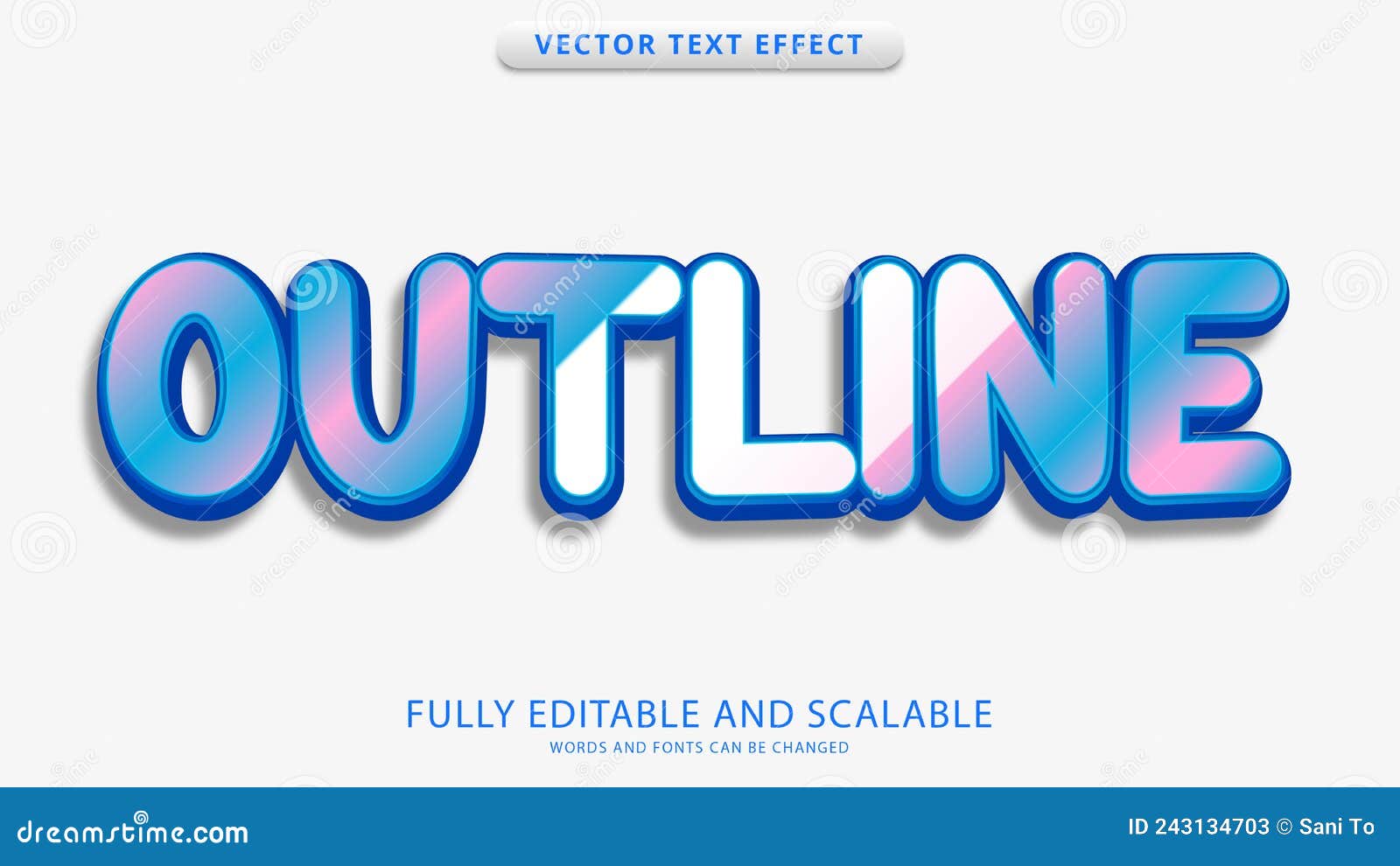 Outline Text Effect Editable Eps File Stock Vector - Illustration of ...