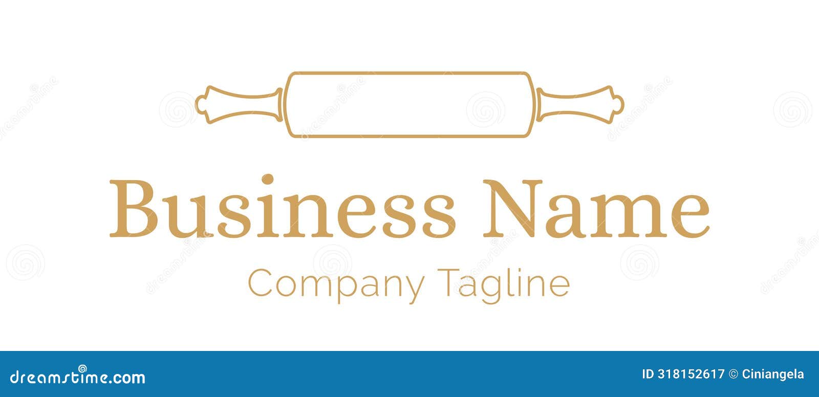 Outline Thin Bakery Logo with Rolling Pin or Dough Roller Stock Vector ...