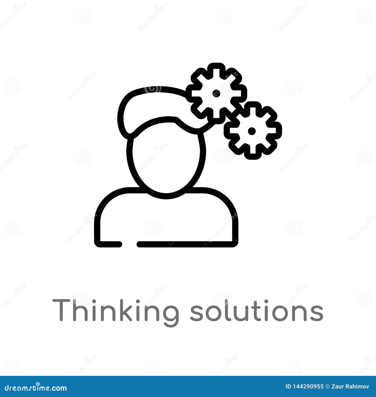 Outline Thinking Solutions Vector Icon. Isolated Black Simple Line ...
