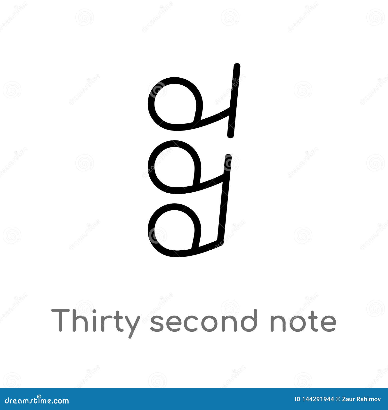Outline Thirty Second Note Rest Vector Icon. Isolated Black Simple Line ...