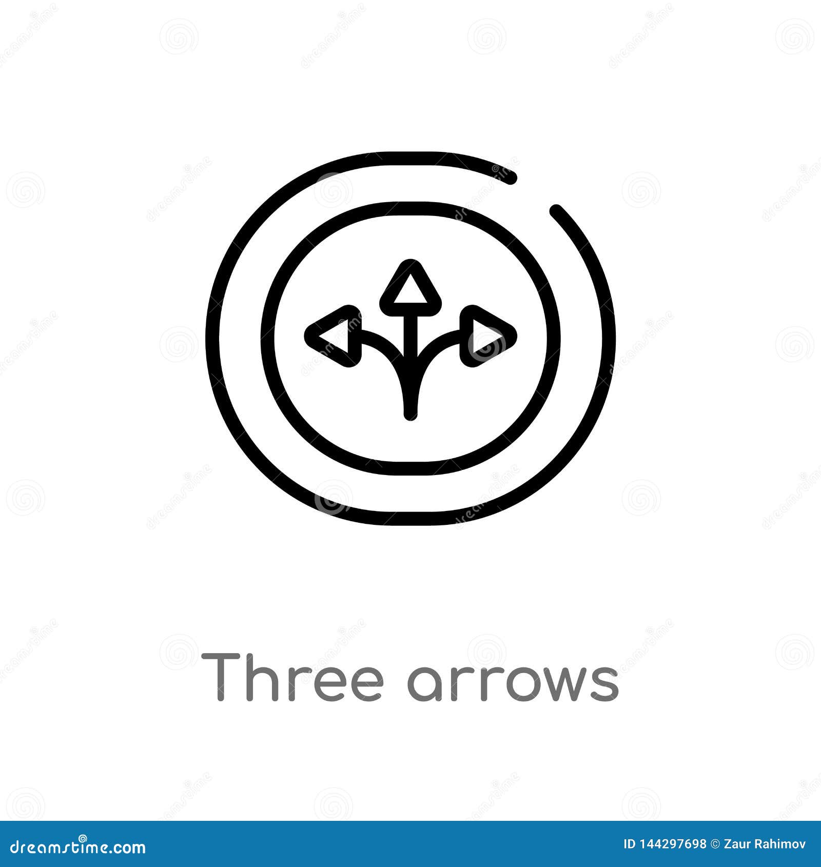 Outline Three Arrows Vector Icon. Isolated Black Simple Line Element ...
