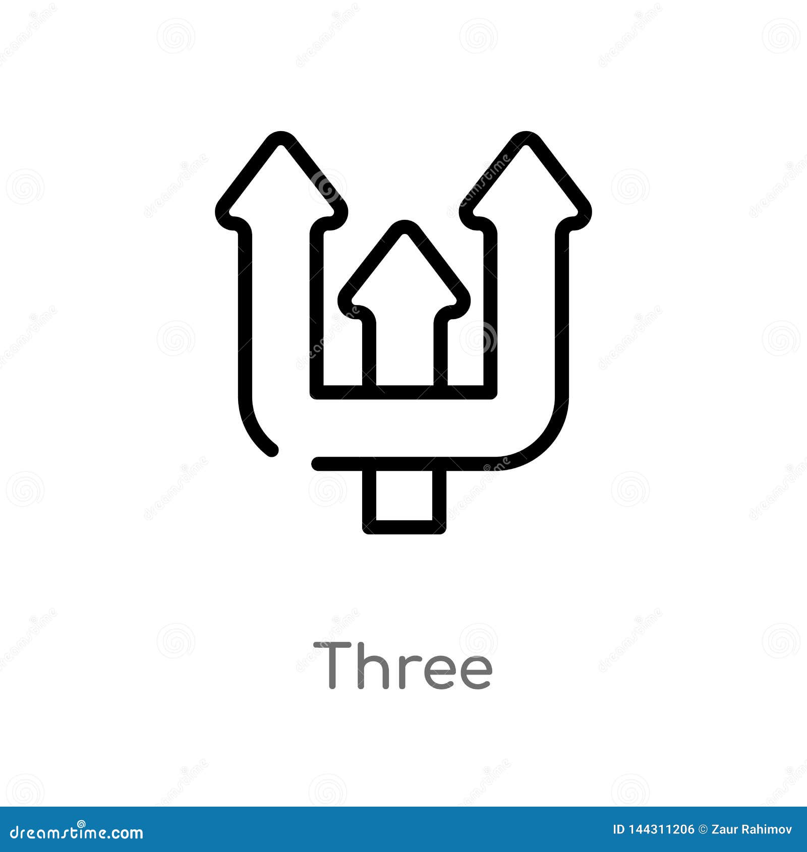 Outline Three Vector Icon. Isolated Black Simple Line Element ...