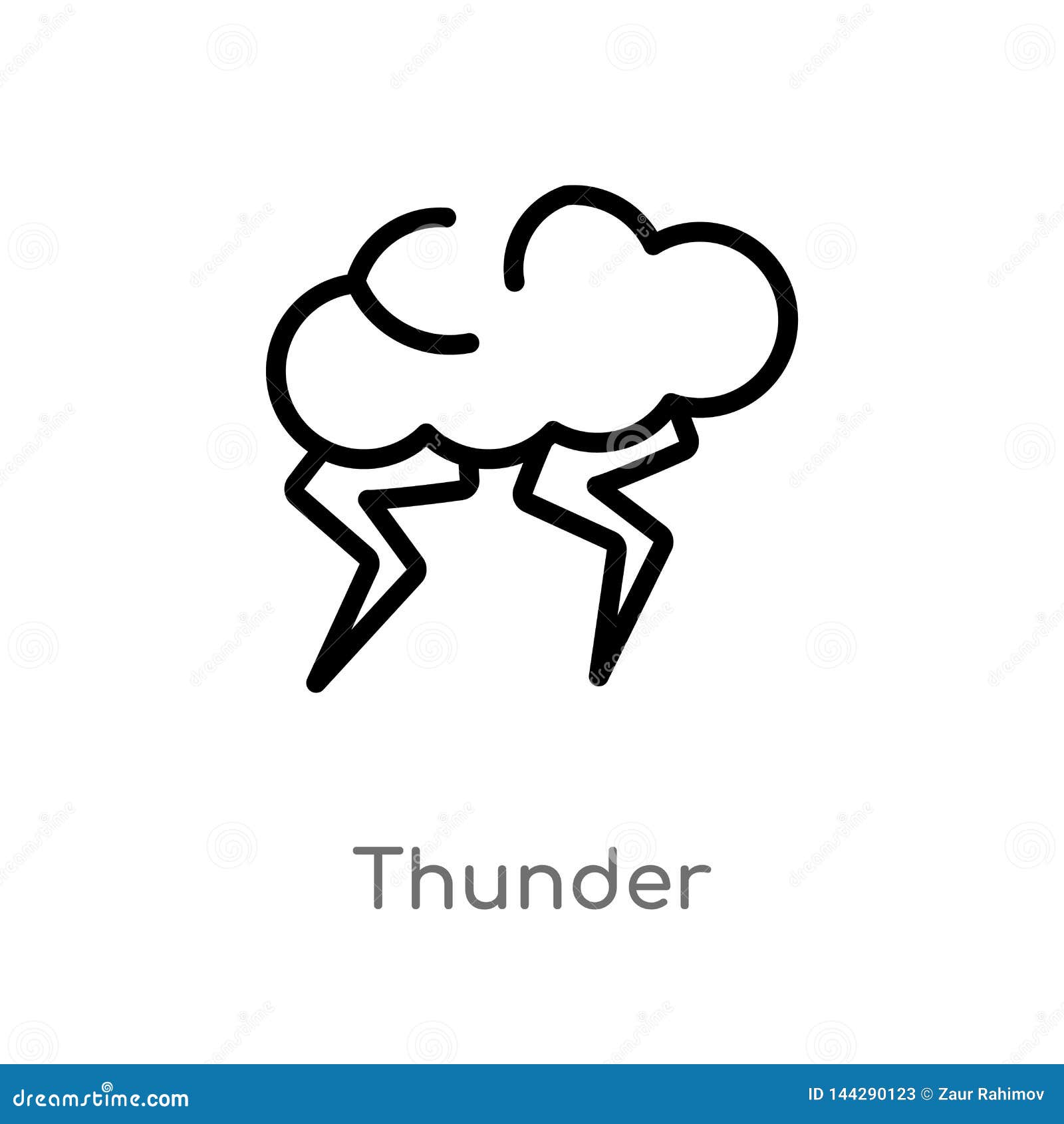 Outline Thunder Vector Icon. Isolated Black Simple Line Element ...