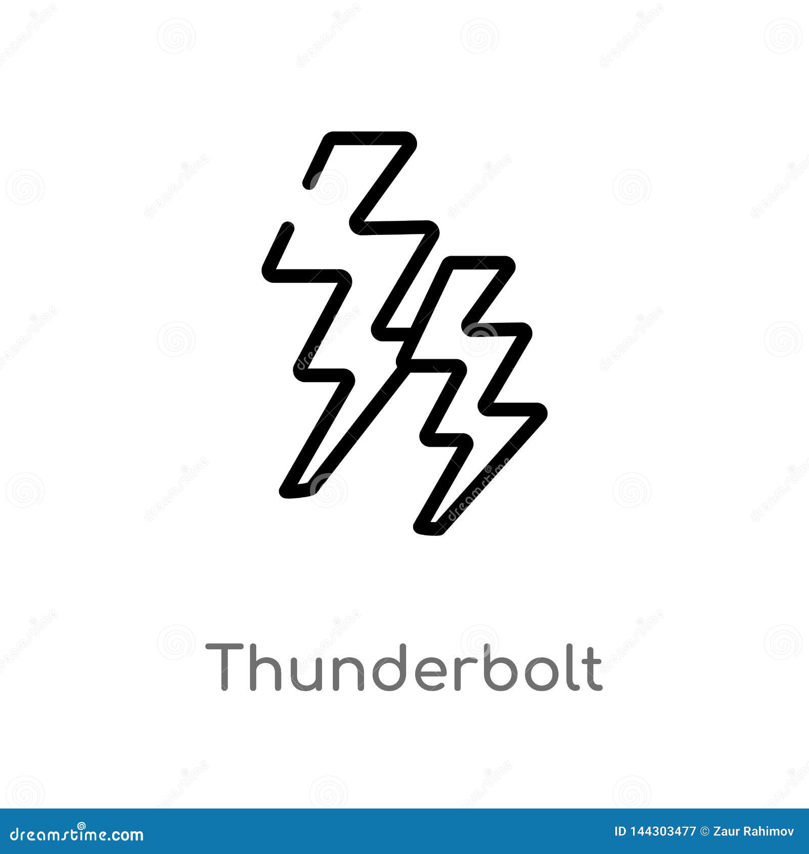 Outline Thunderbolt Vector Icon. Isolated Black Simple Line Element ...