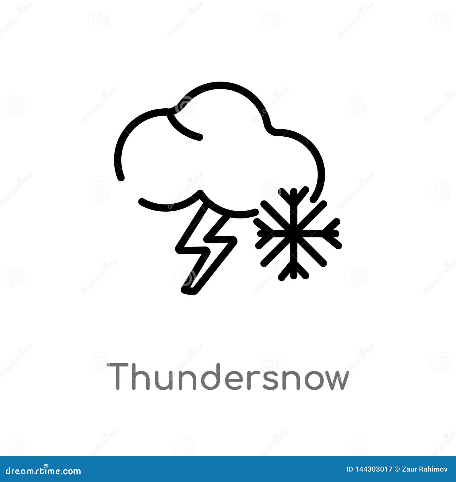 Outline Thundersnow Vector Icon. Isolated Black Simple Line Element ...