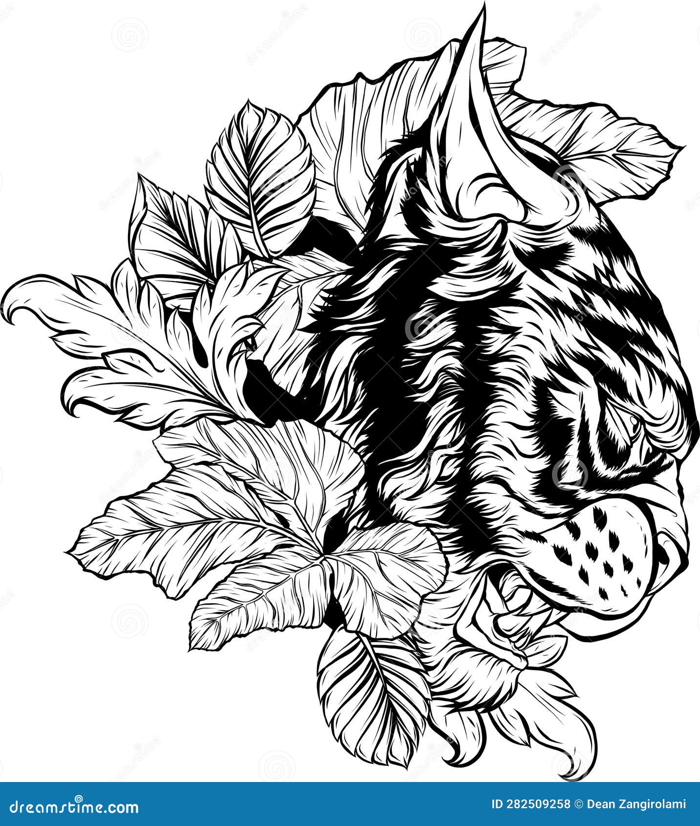 Outline of Tiger Head Vector Illustration Design Stock Vector ...