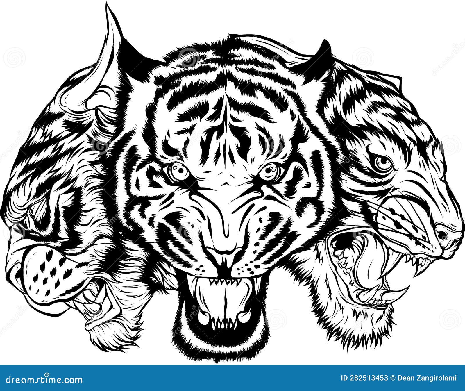 Outline of Tiger Head Vector Illustration Design Stock Vector ...