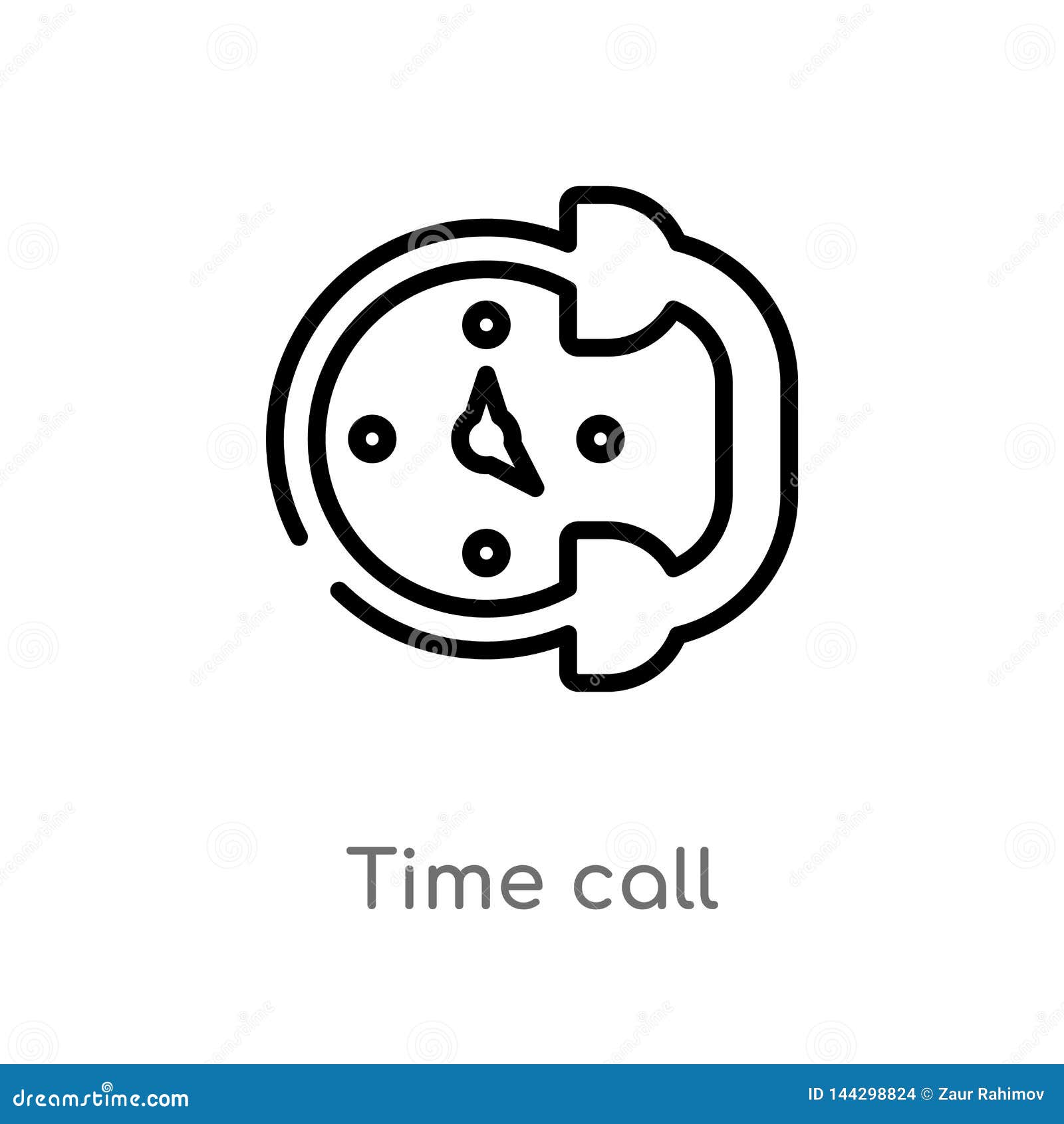 Outline Time Call Vector Icon. Isolated Black Simple Line Element ...