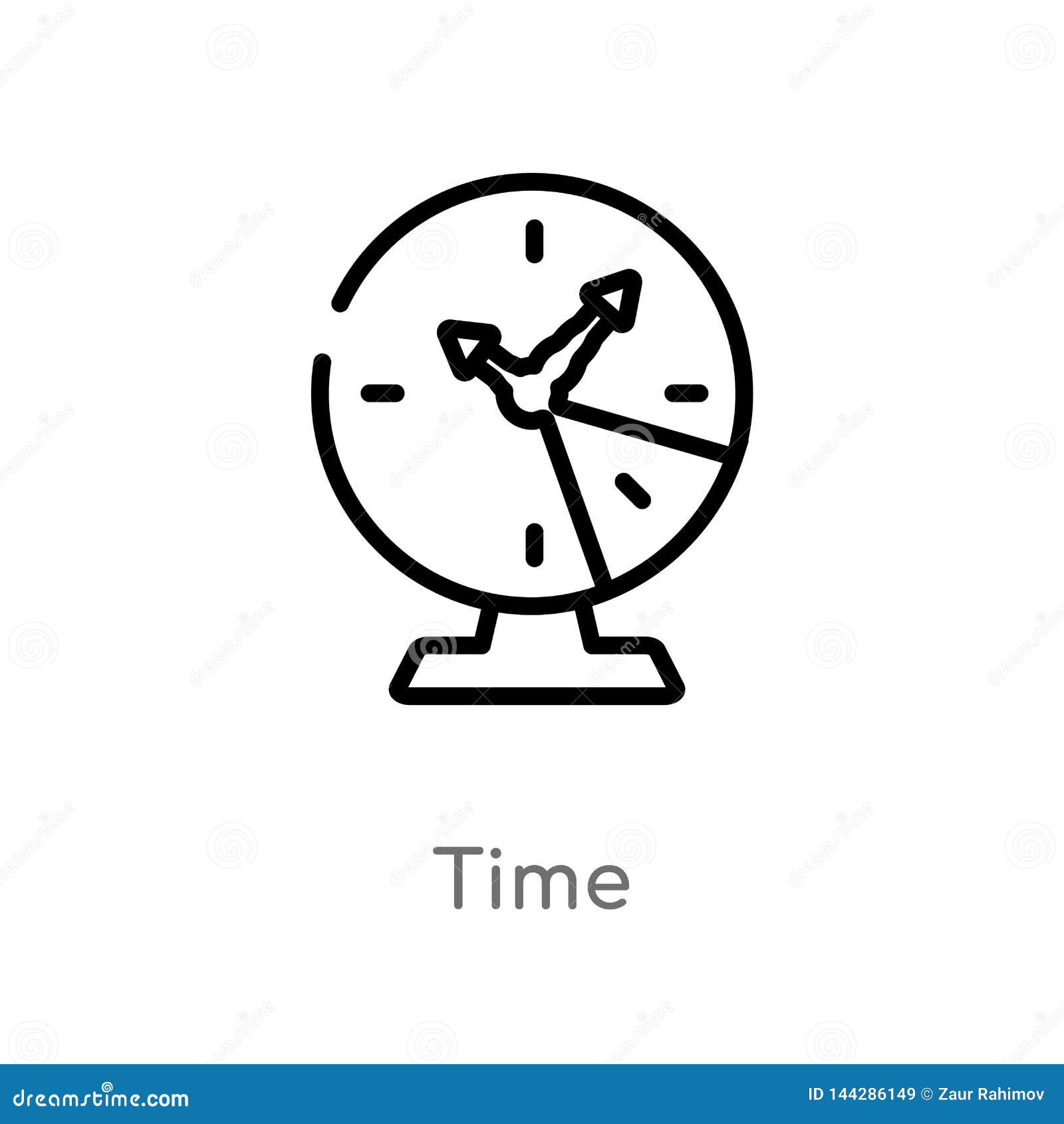 Outline Time Vector Icon. Isolated Black Simple Line Element ...
