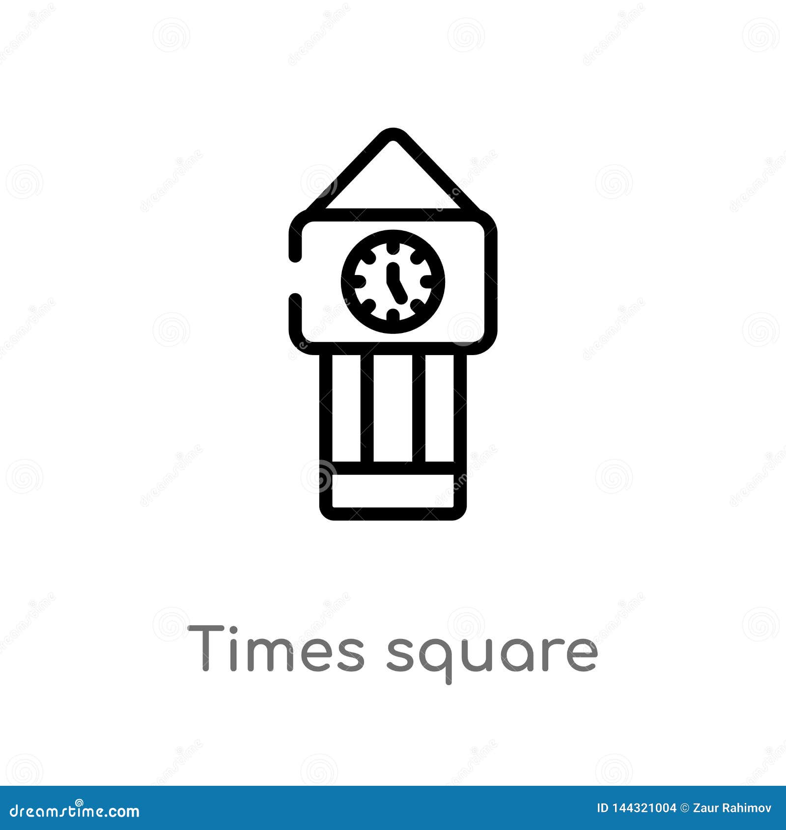 Outline Times Square Vector Icon. Isolated Black Simple Line Element ...