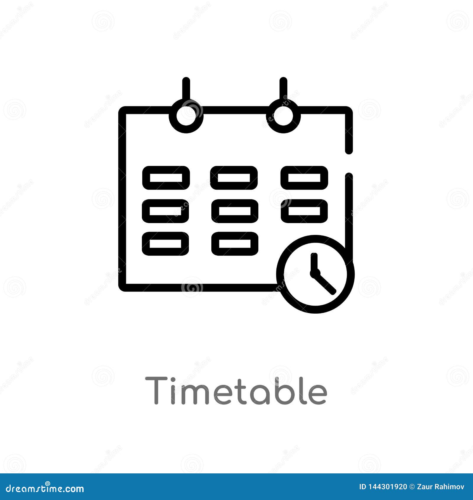 Outline Timetable Vector Icon. Isolated Black Simple Line Element ...