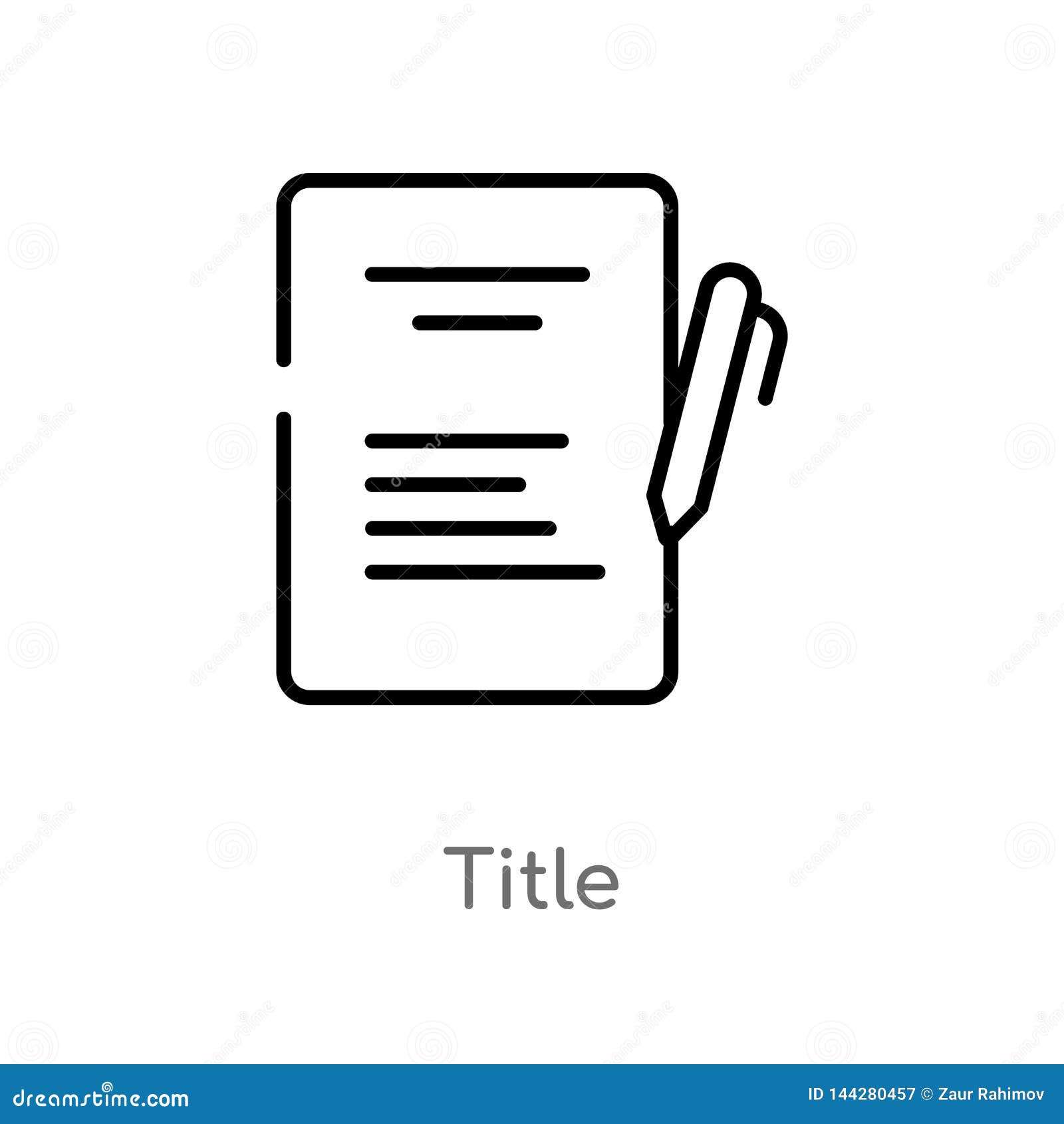 Outline Title Vector Icon. Isolated Black Simple Line Element ...