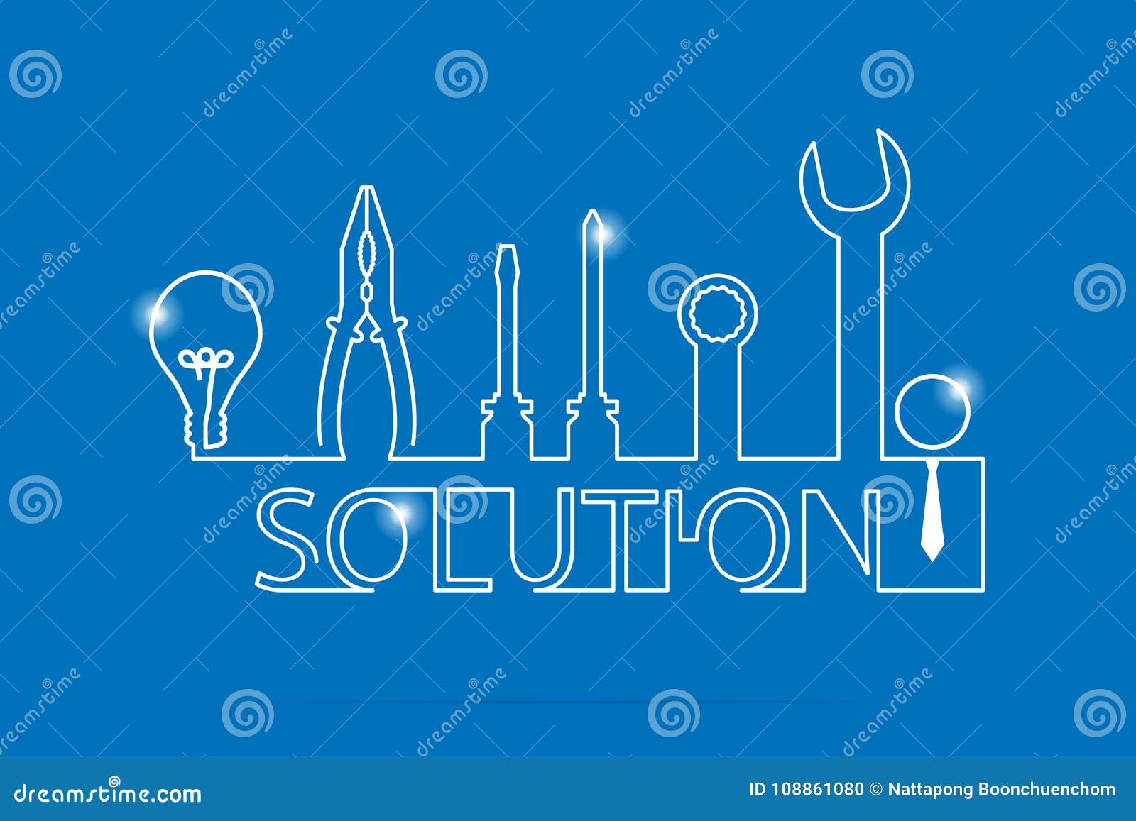 Outline Tools and Solution Word, Idea and Business Concept Stock Vector ...