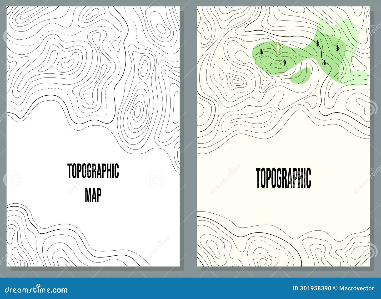 Outline Topographic Map Vertical Banner Template Set Stock Illustration ...