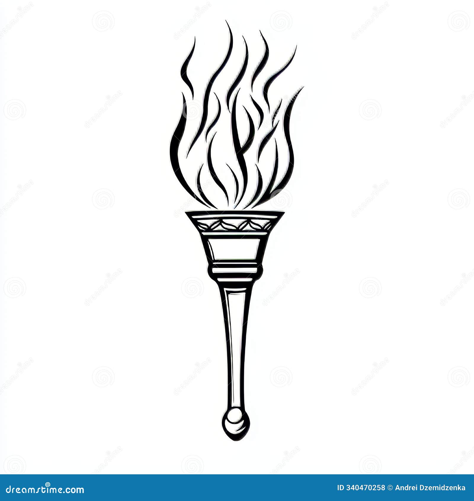 The Outline of a Torch Drawn by Hand Isolated in Modern Style Stock ...