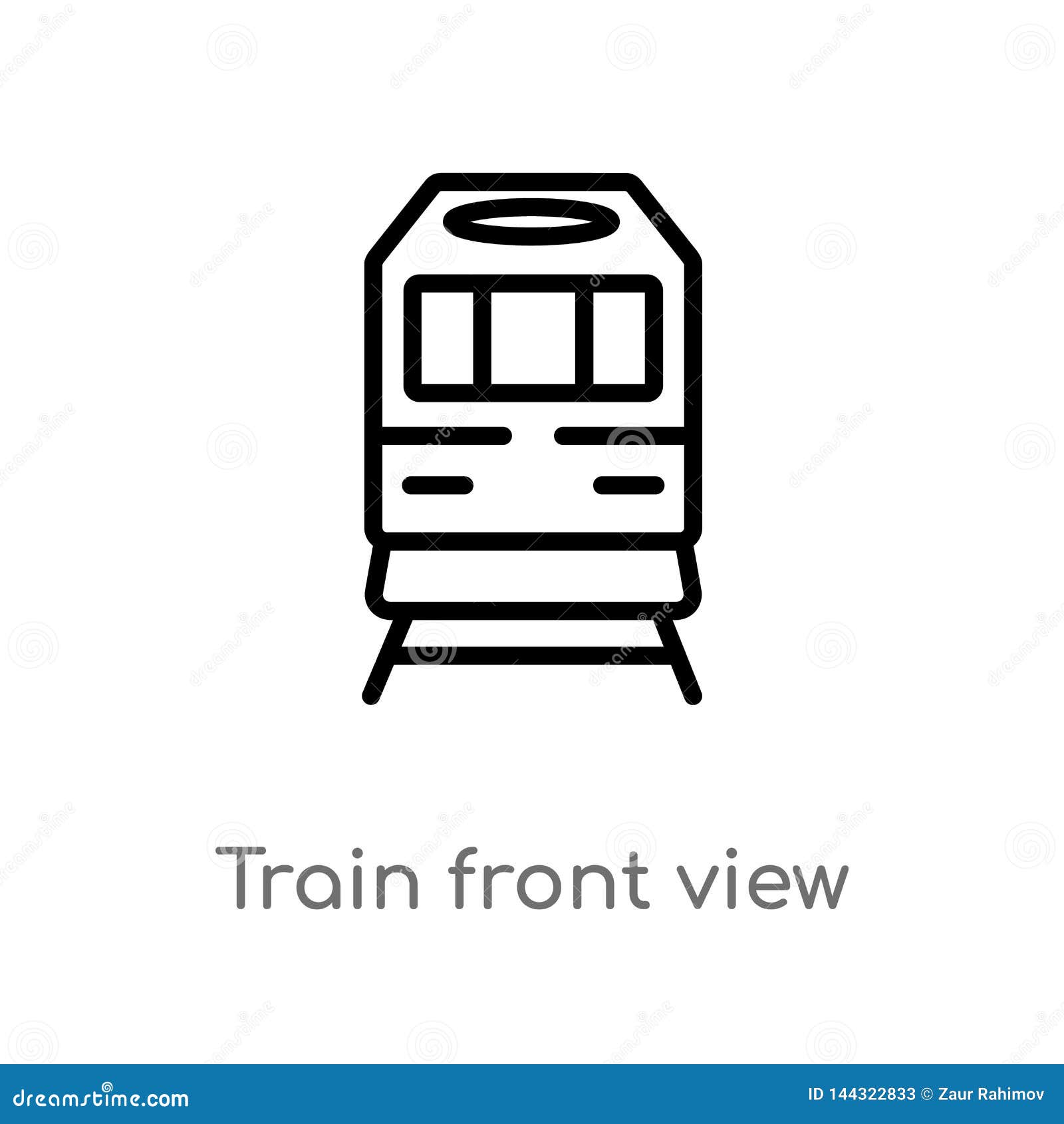 Outline Train Front View Vector Icon. Isolated Black Simple Line ...