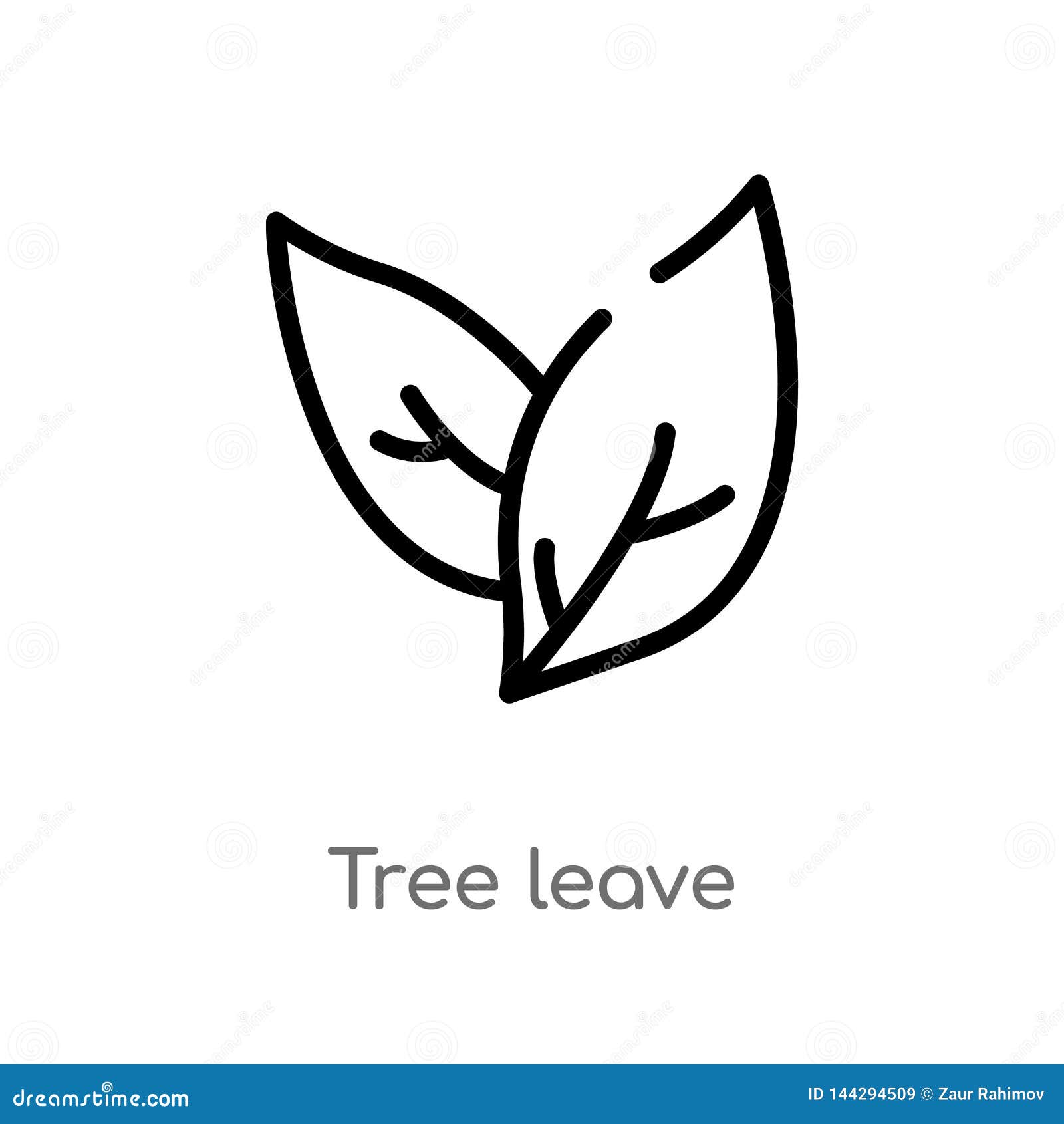 Outline Tree Leave Vector Icon. Isolated Black Simple Line Element ...