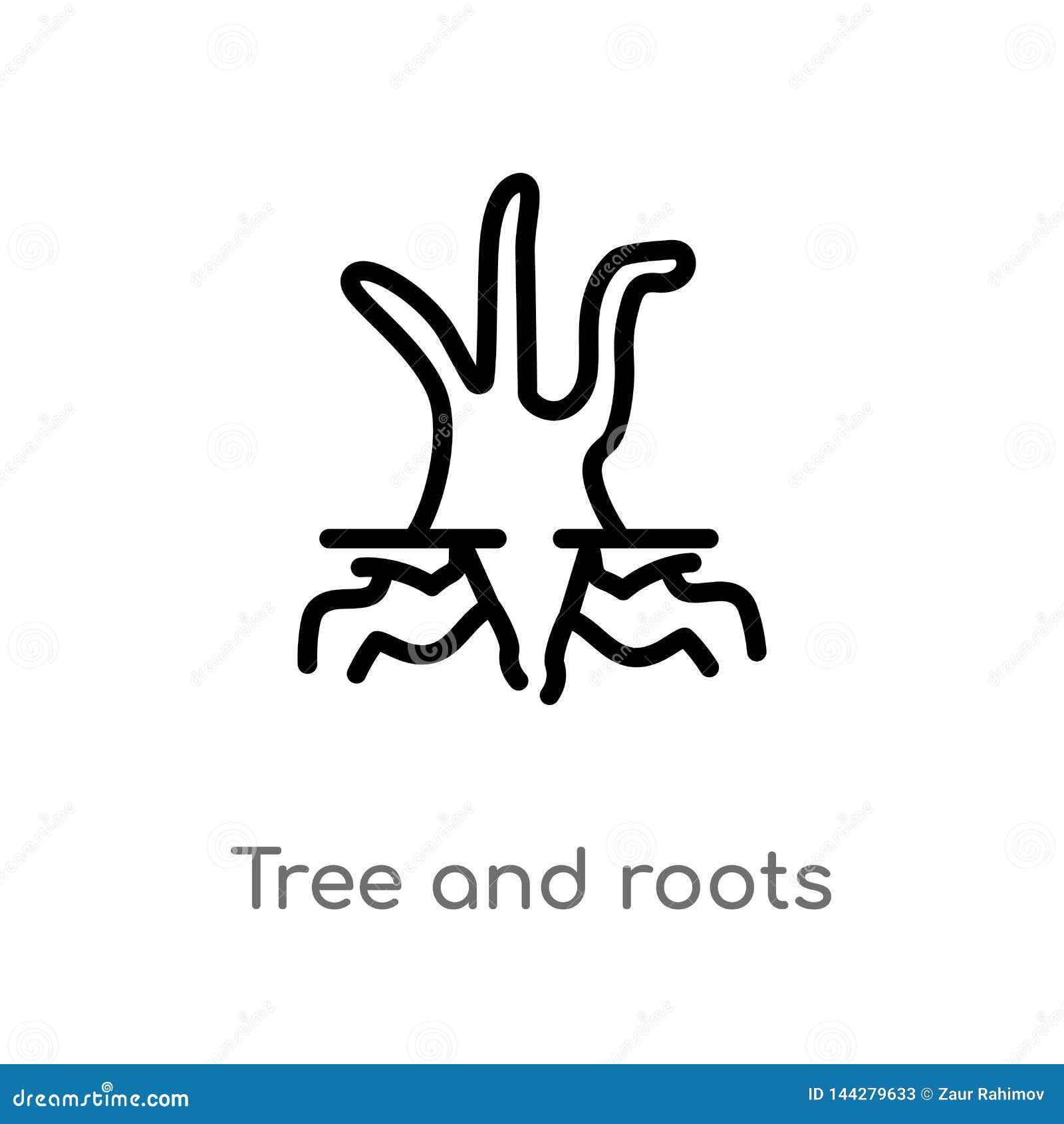 Outline Tree and Roots Vector Icon. Isolated Black Simple Line Element ...