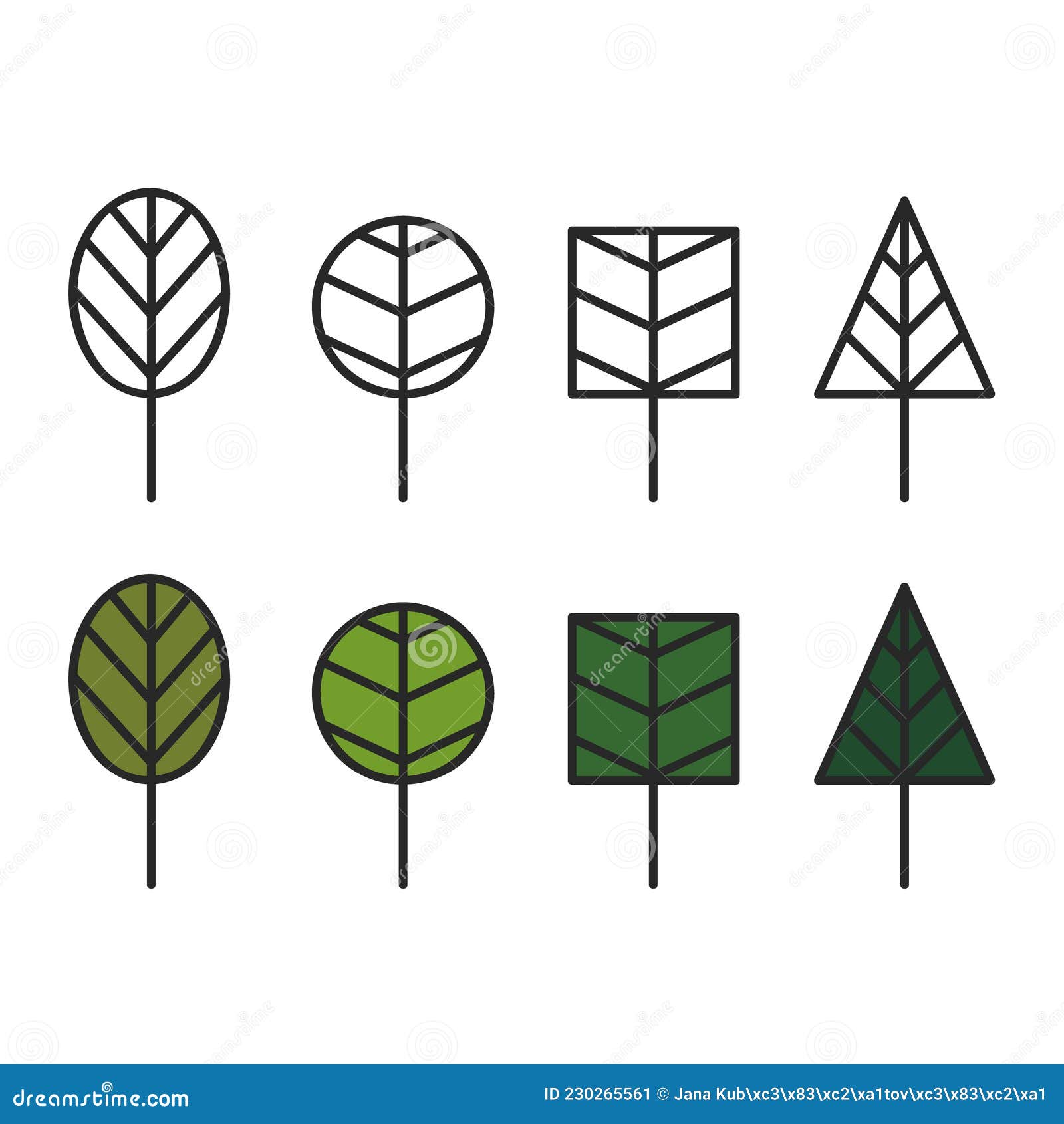 Outline trees illustration stock vector. Illustration of plant - 230265561