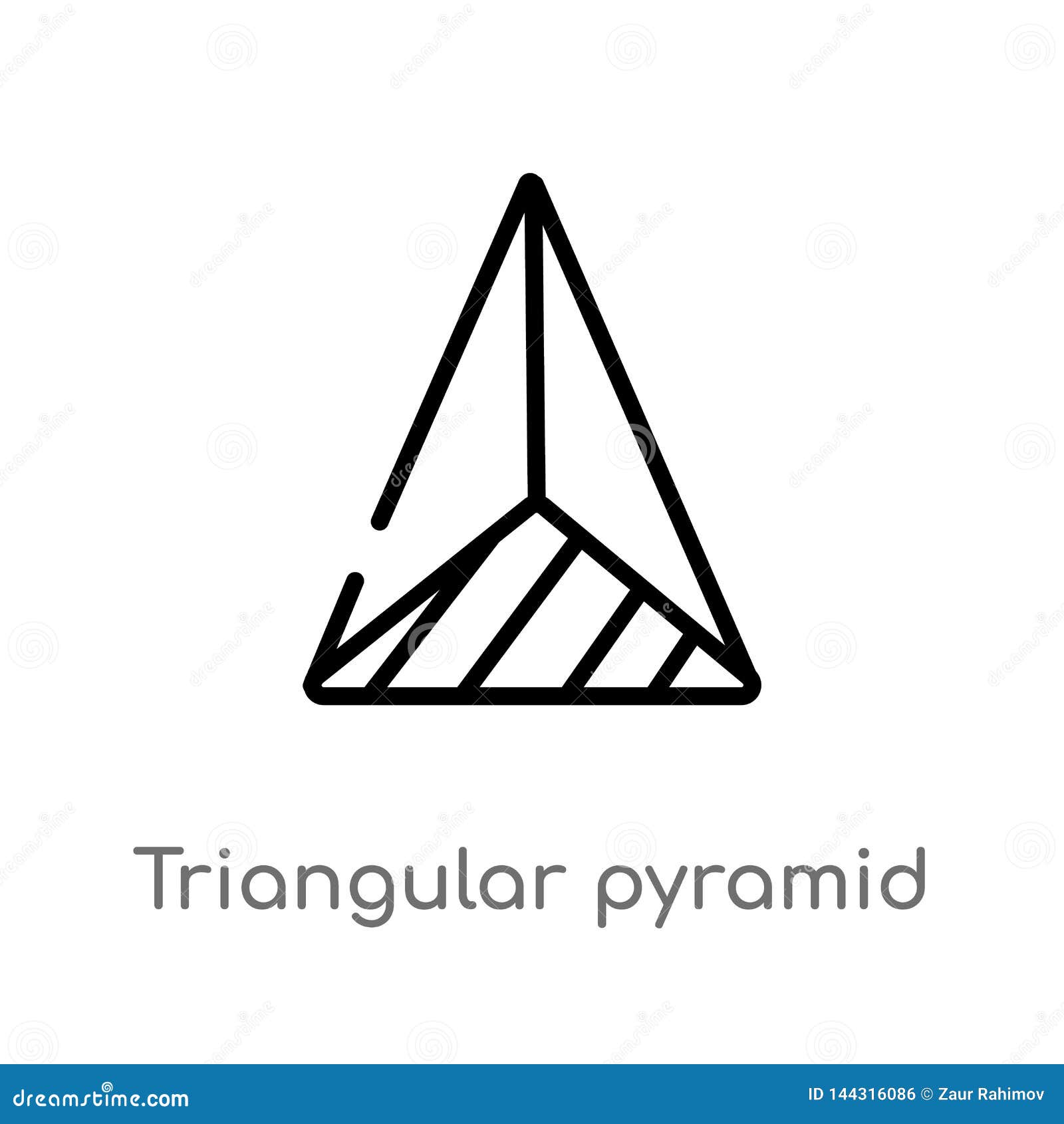 Outline Triangular Pyramid from Top View Vector Icon. Isolated Black ...