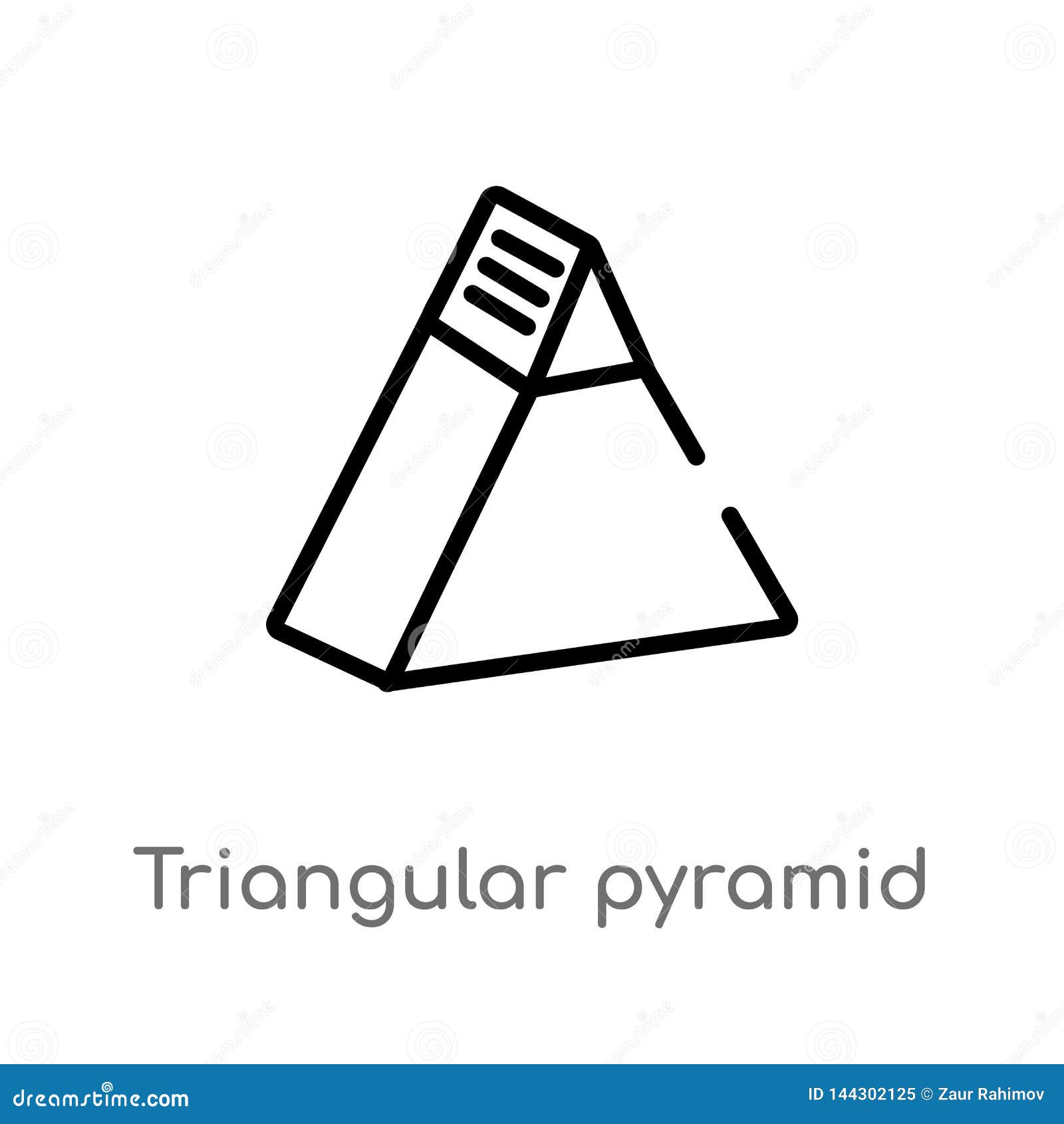 Outline Triangular Pyramid Vector Icon. Isolated Black Simple Line ...