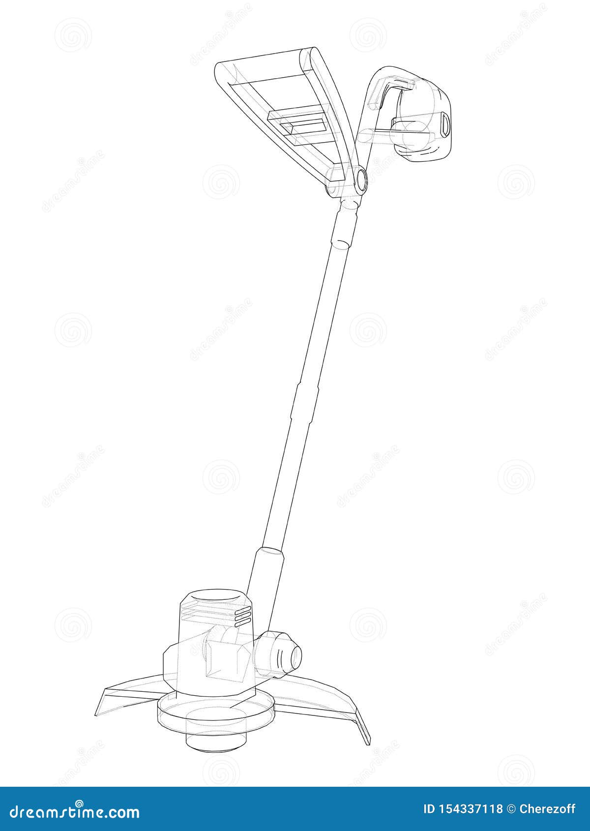 Outline Trimmer Grass Cutter. Vector Stock Vector - Illustration of ...