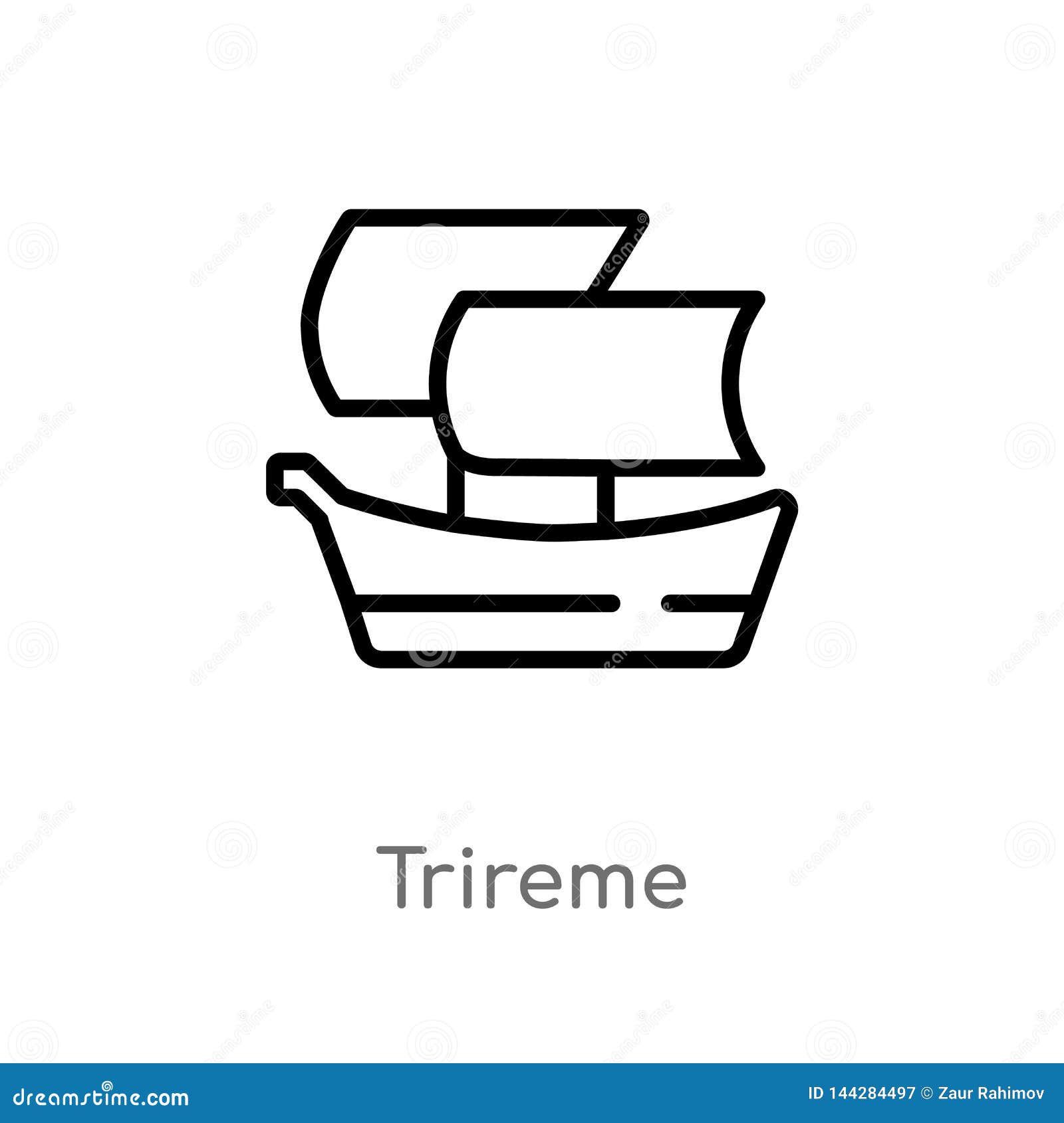 Outline Trireme Vector Icon. Isolated Black Simple Line Element ...